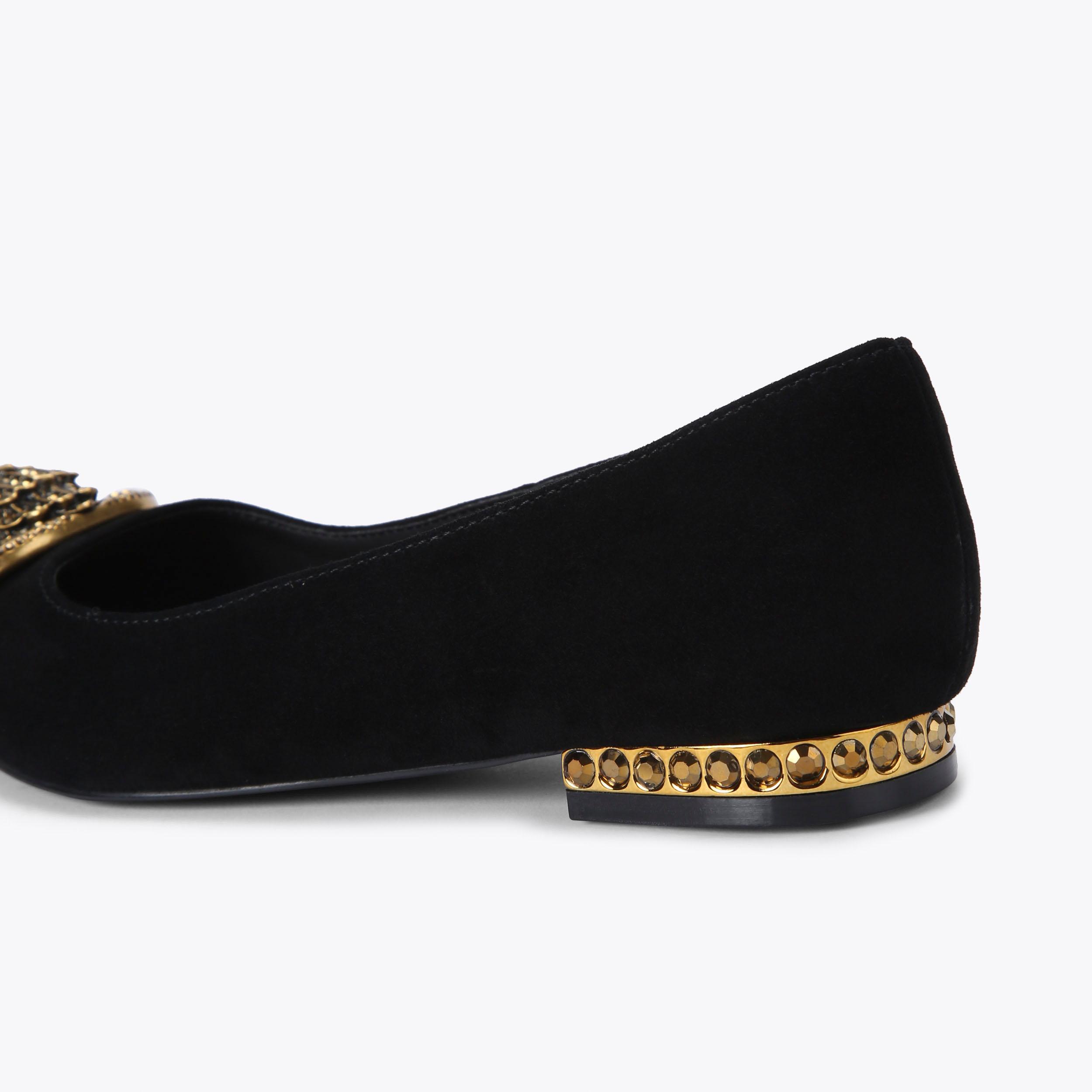CHELSEA POINT FLAT Black Suede Ballet Flats by KURT GEIGER LONDON