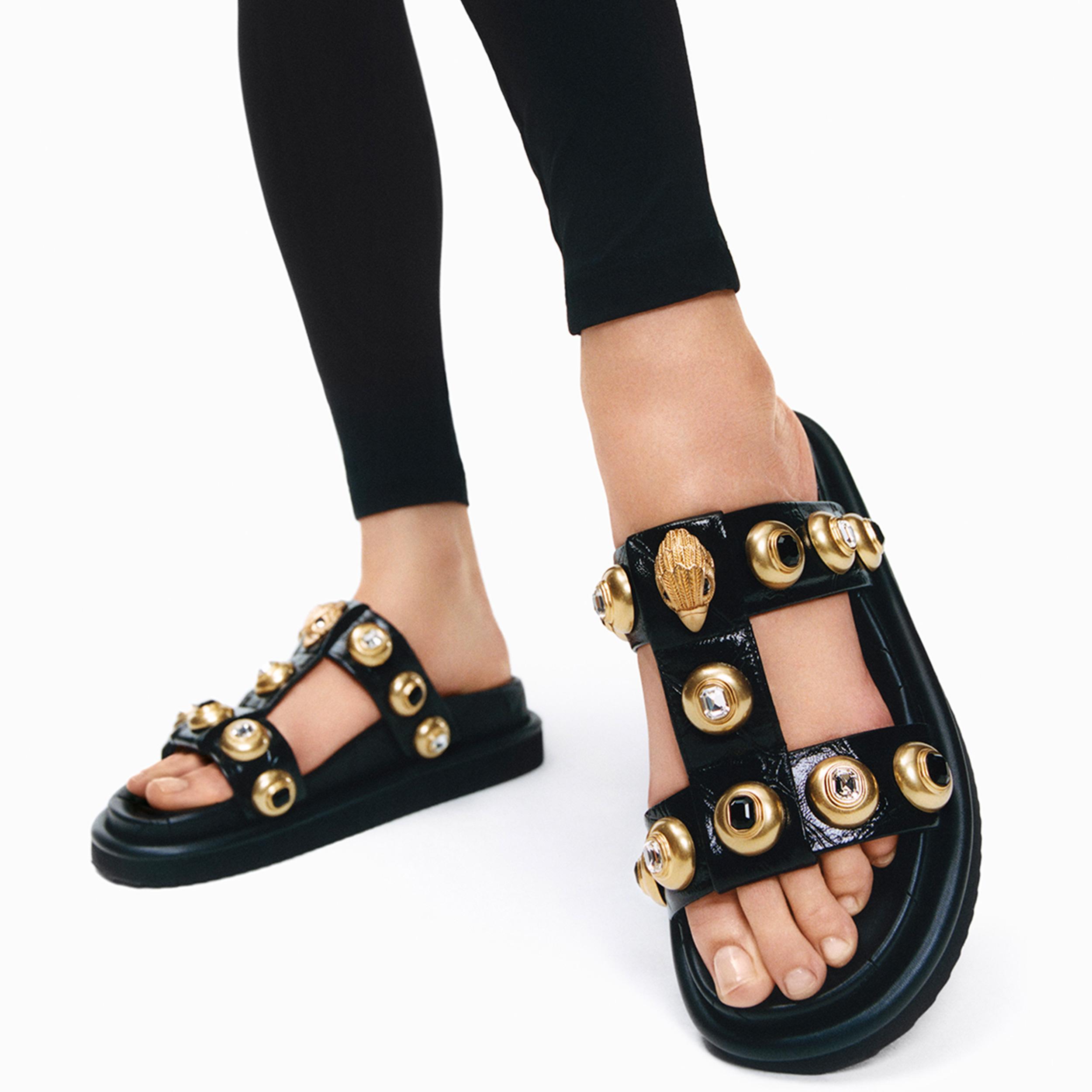 ORSON MULTI STUD Black Leather Sandals by KURT GEIGER LONDON