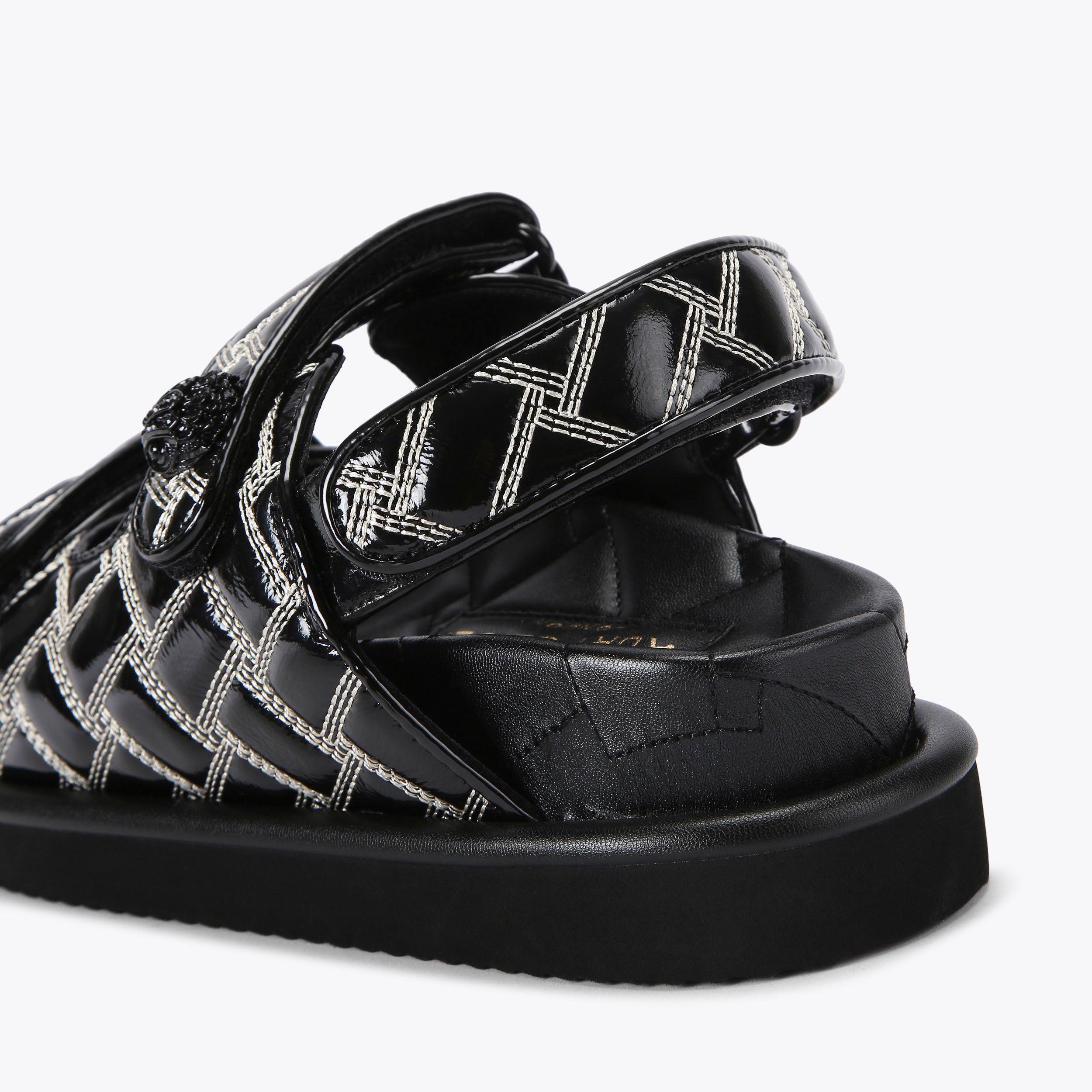 ORSON Black Leather Woven Chunky Sandal by KURT GEIGER LONDON