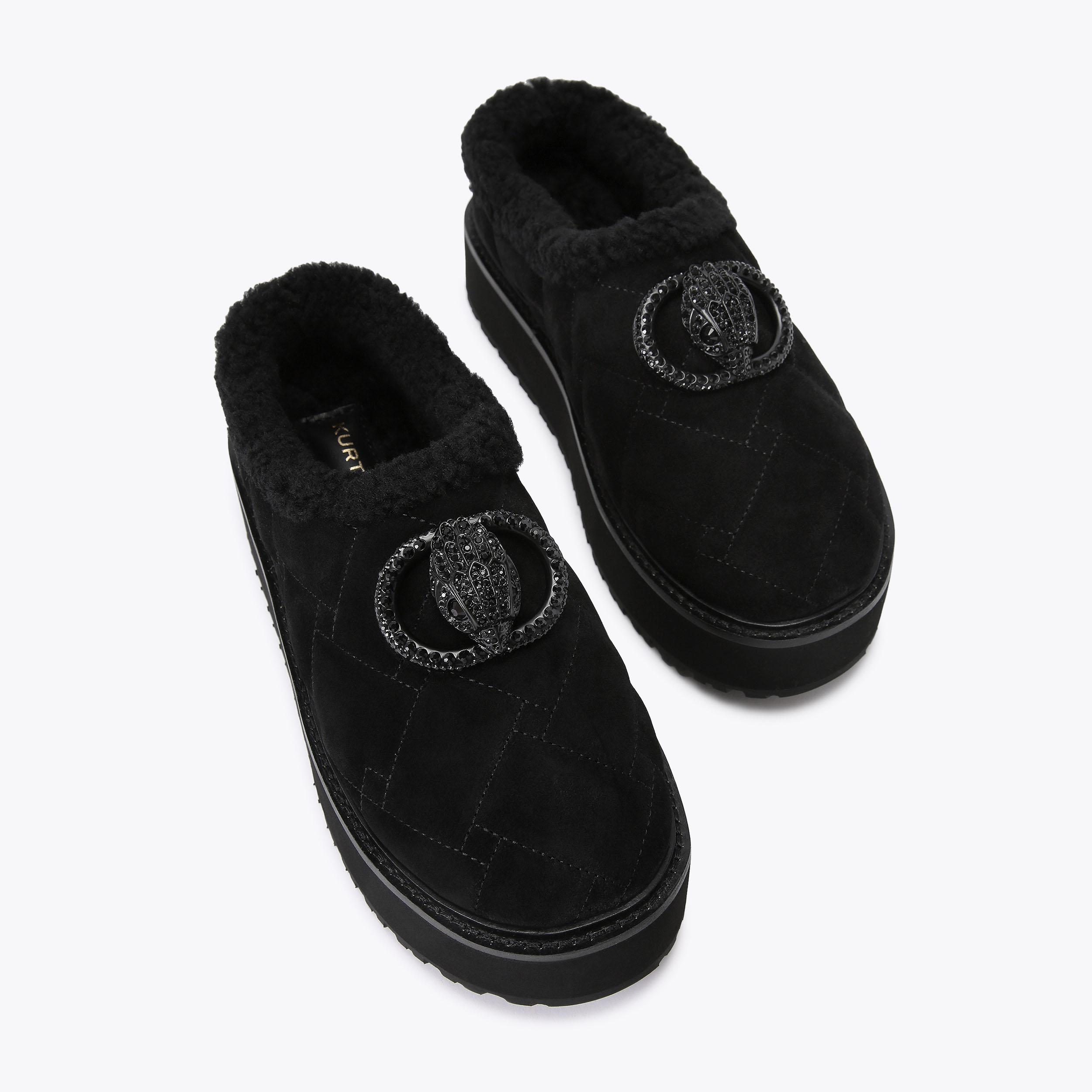 CHELSEA FLATFORM SLIP ON Black Suede Slip On Shoe by KURT GEIGER LONDON