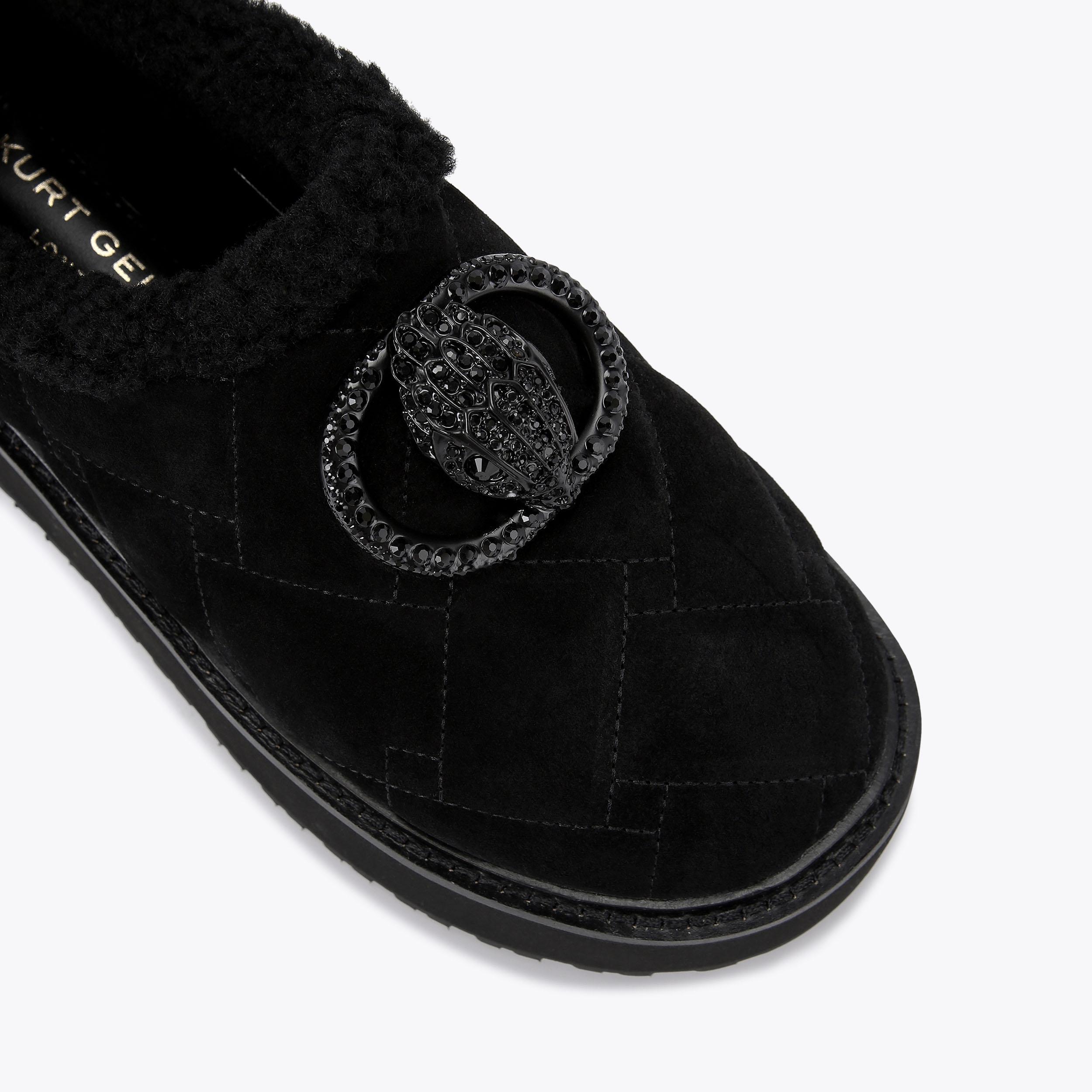 CHELSEA FLATFORM SLIP ON Black Suede Slip On Shoe by KURT GEIGER LONDON