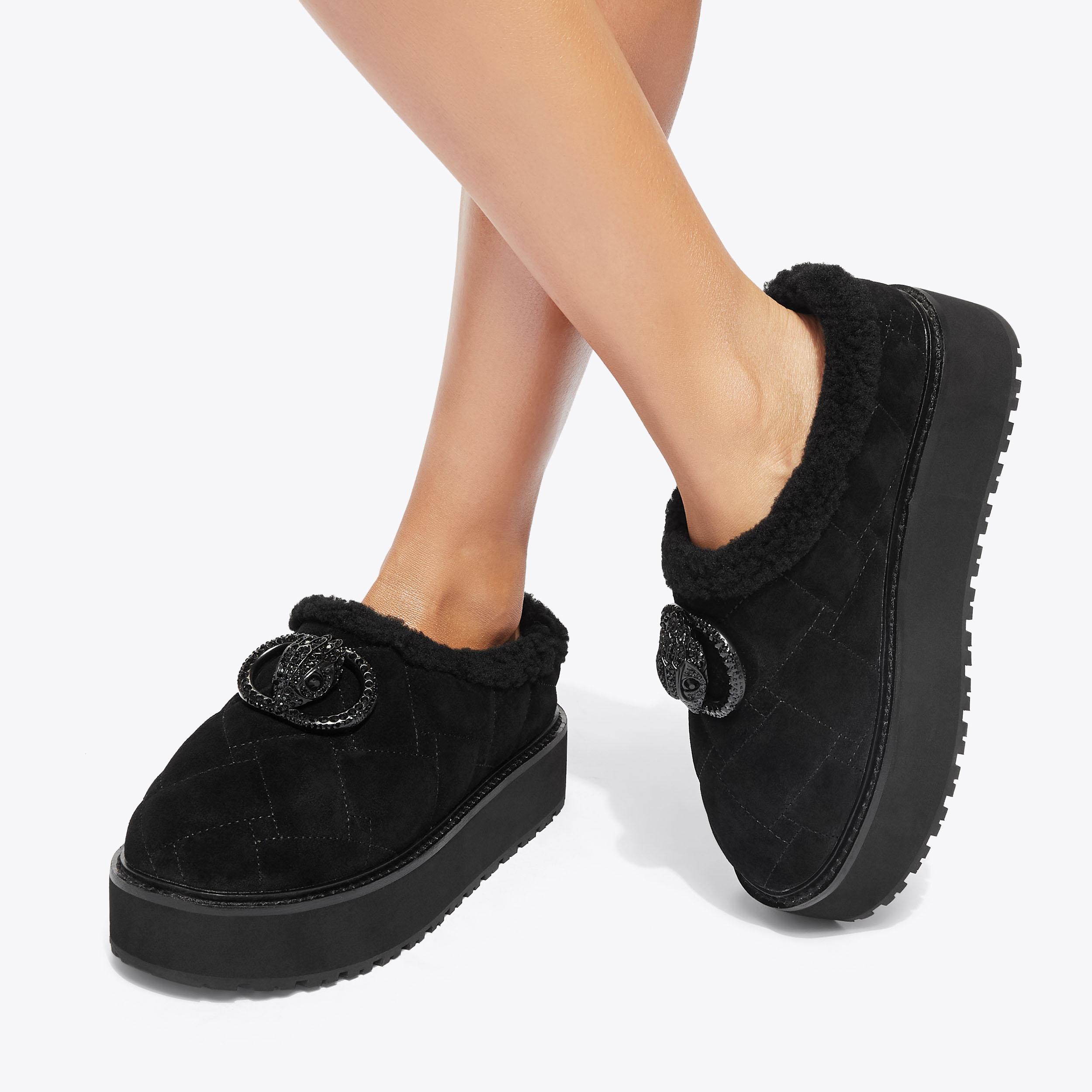 CHELSEA FLATFORM SLIP ON Black Suede Slip On Shoe by KURT GEIGER LONDON