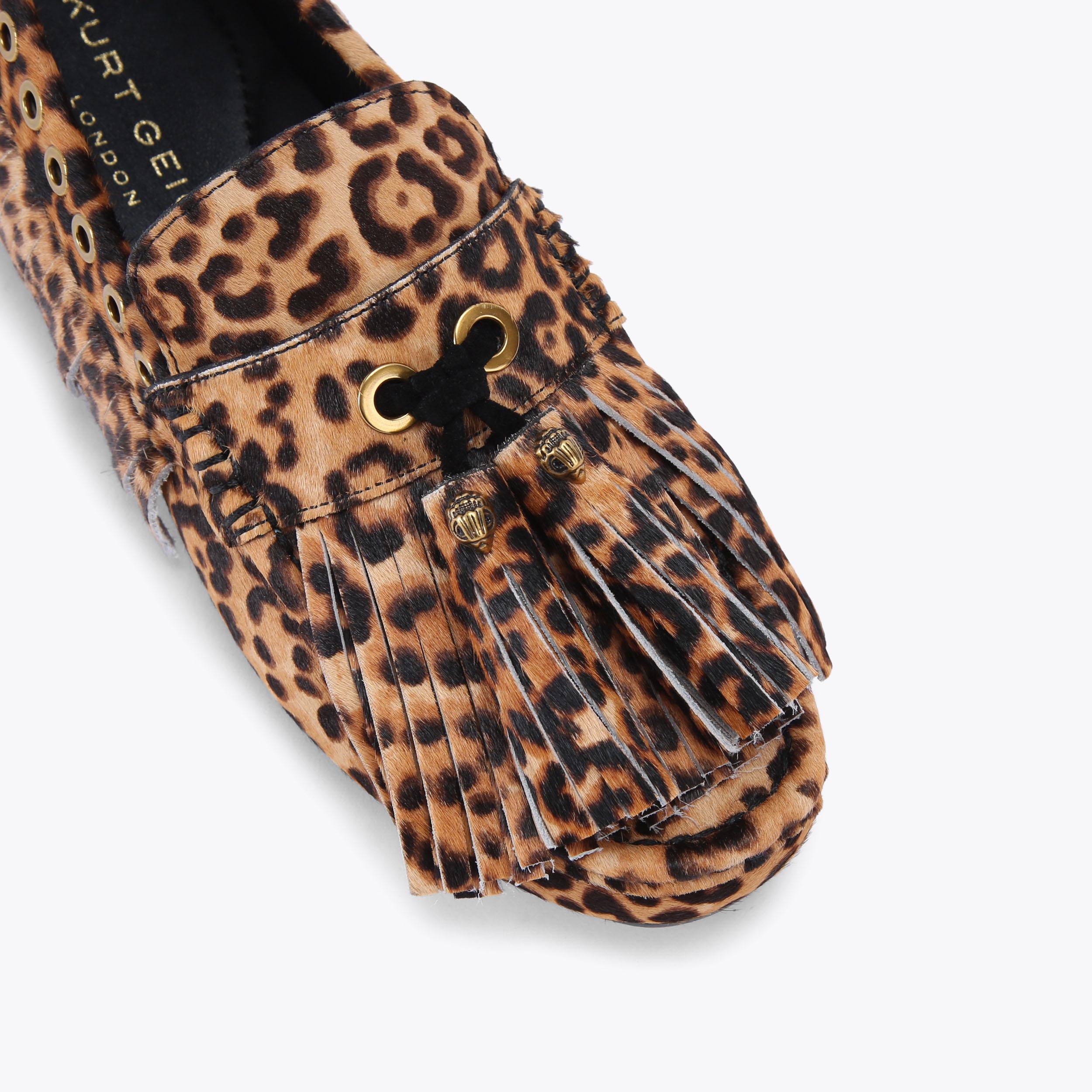 TASSEL FRINGE MOCCASIN Leopard Slip On Loafer by KURT GEIGER LONDON