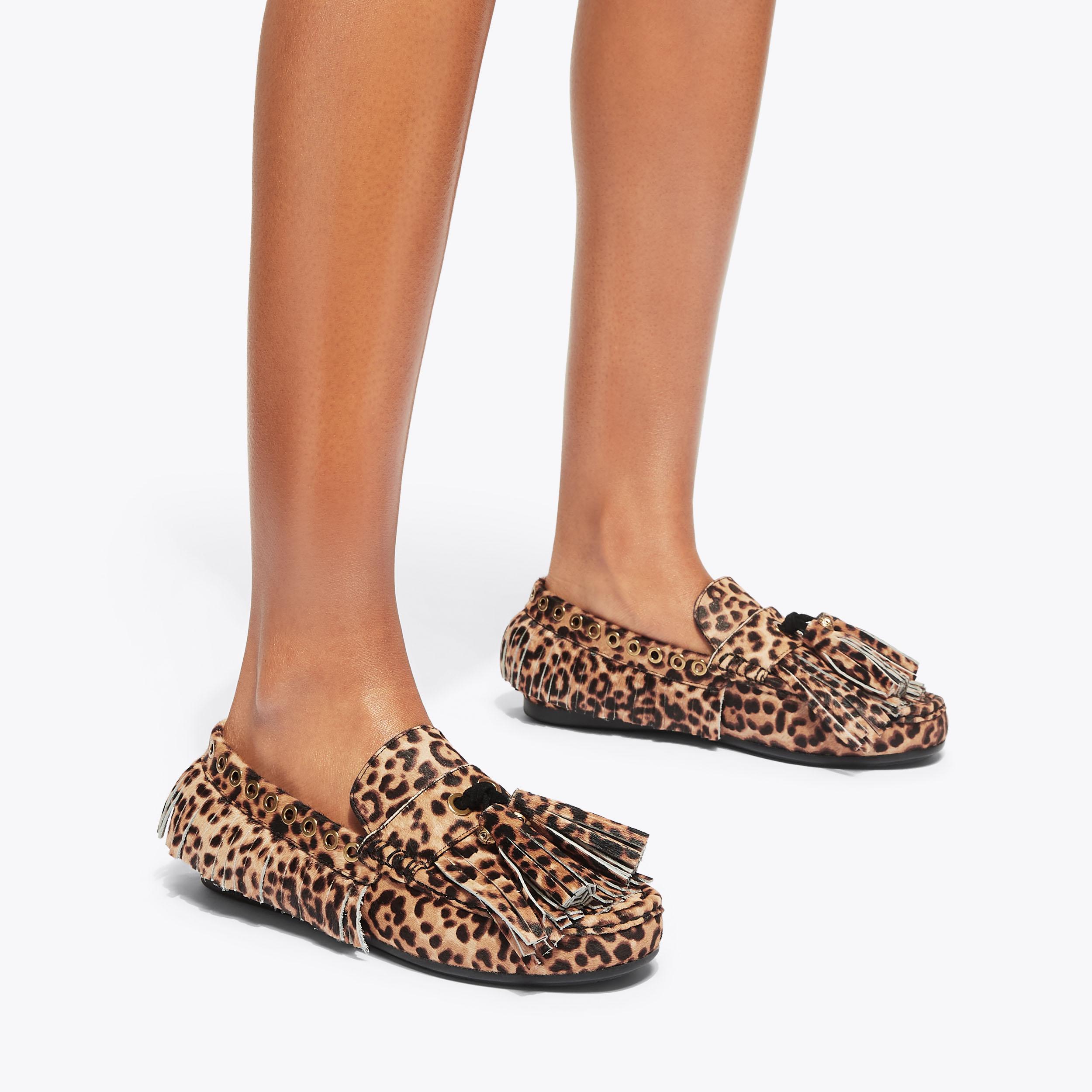 TASSEL FRINGE MOCCASIN Leopard Slip On Loafer by KURT GEIGER LONDON