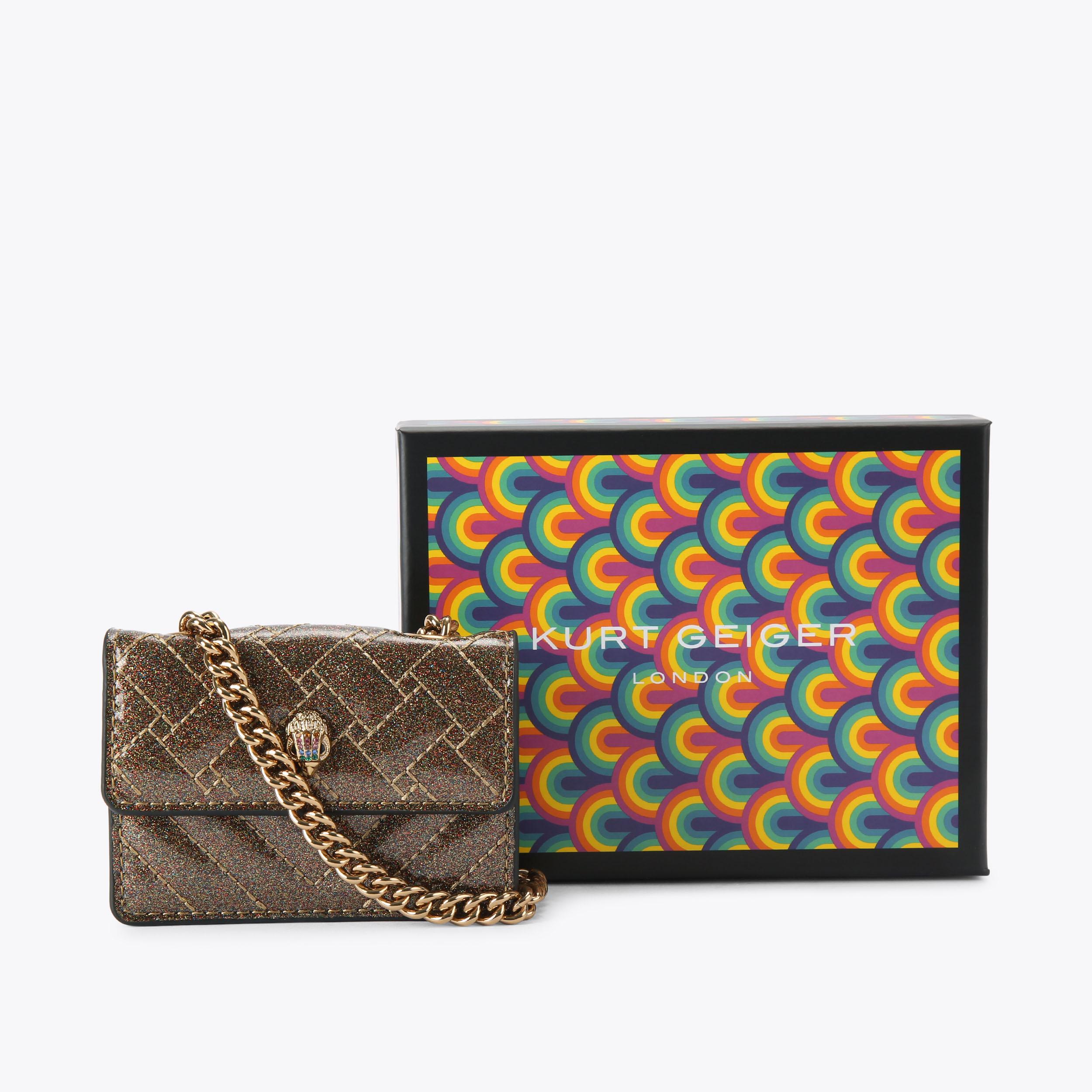 MICRO KENSINGTON Gold Glitter Micro Cross Body Purse by KURT GEIGER LONDON