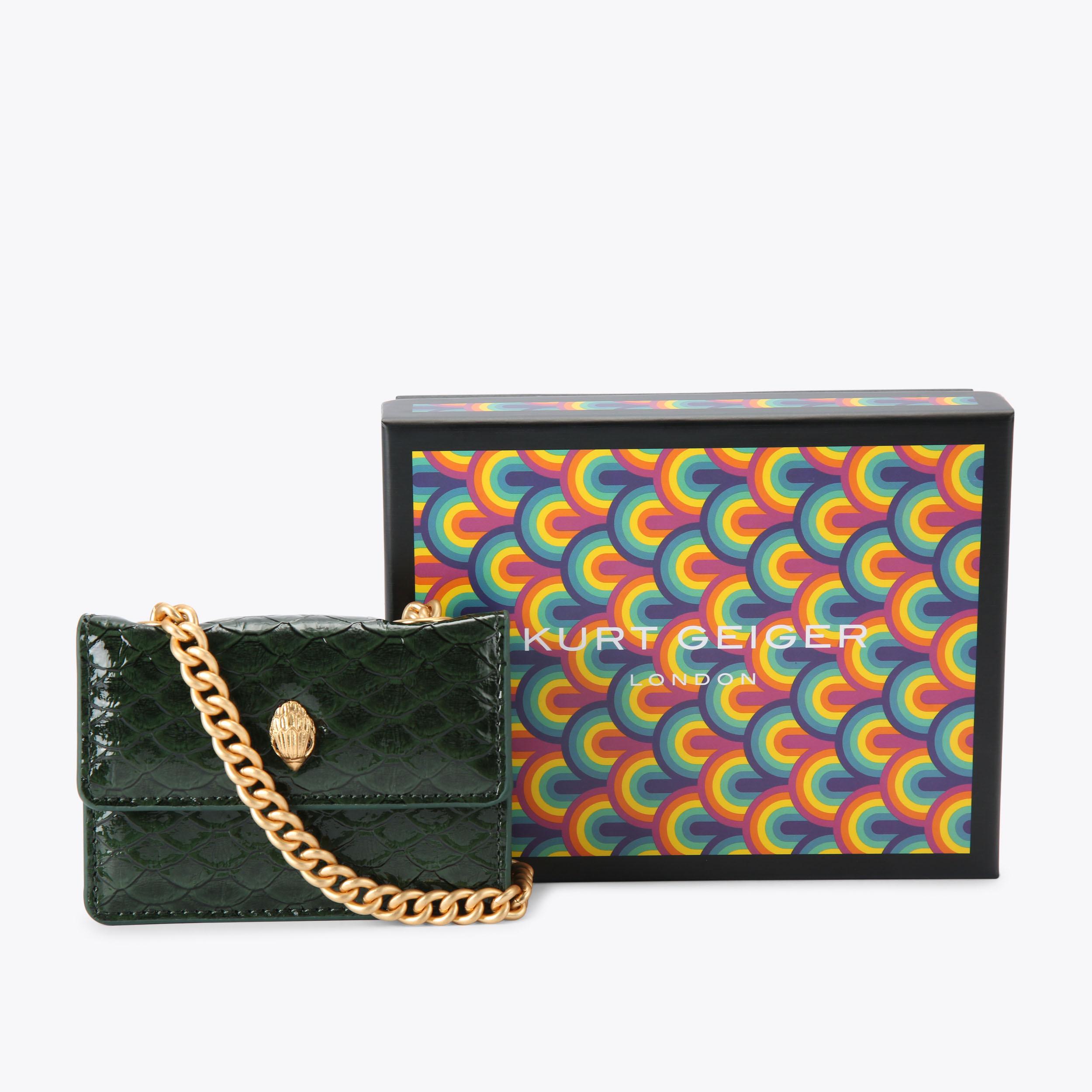 MICRO KENSINGTON Dark Green Leather Micro Purse by KURT GEIGER LONDON