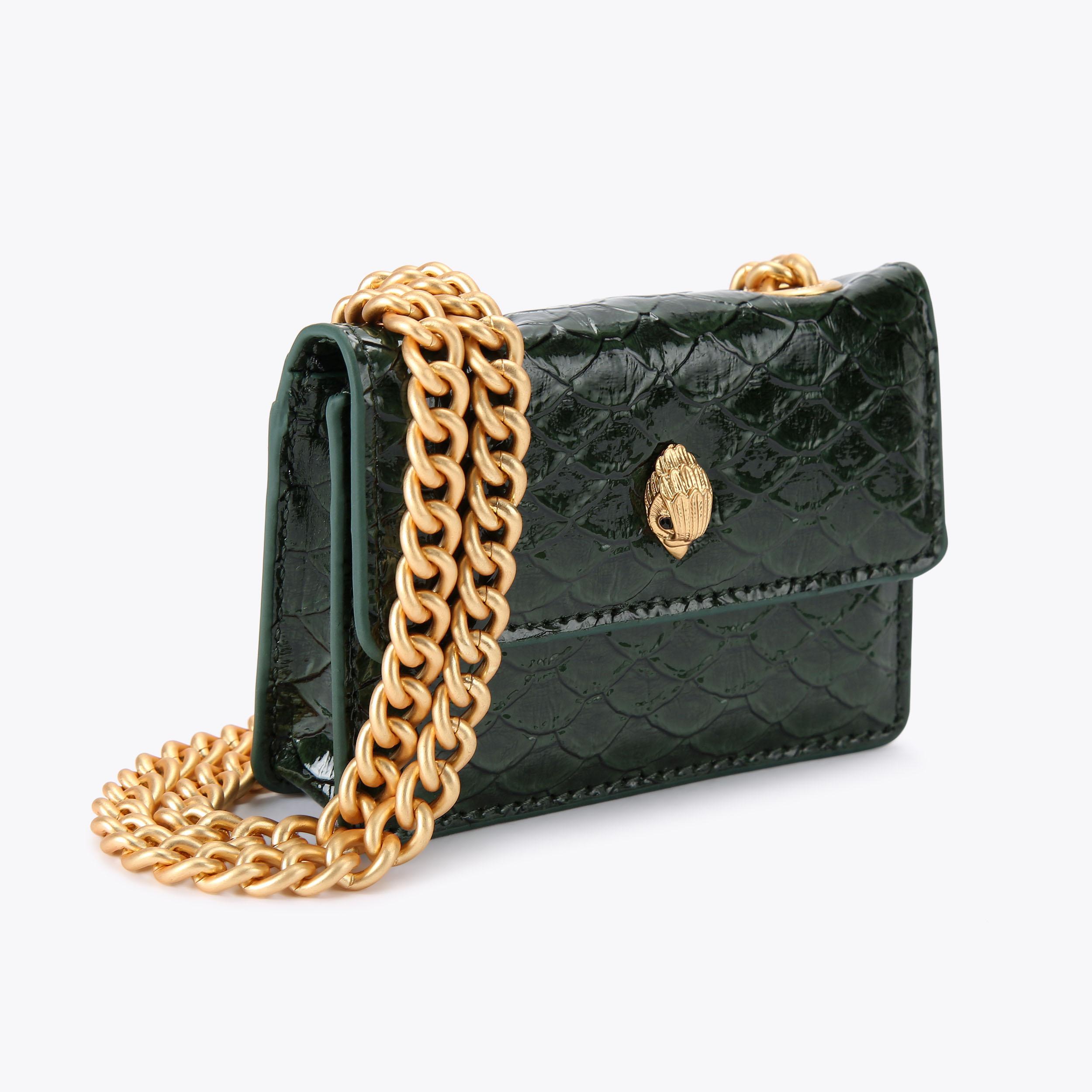 MICRO KENSINGTON Dark Green Leather Micro Purse by KURT GEIGER LONDON