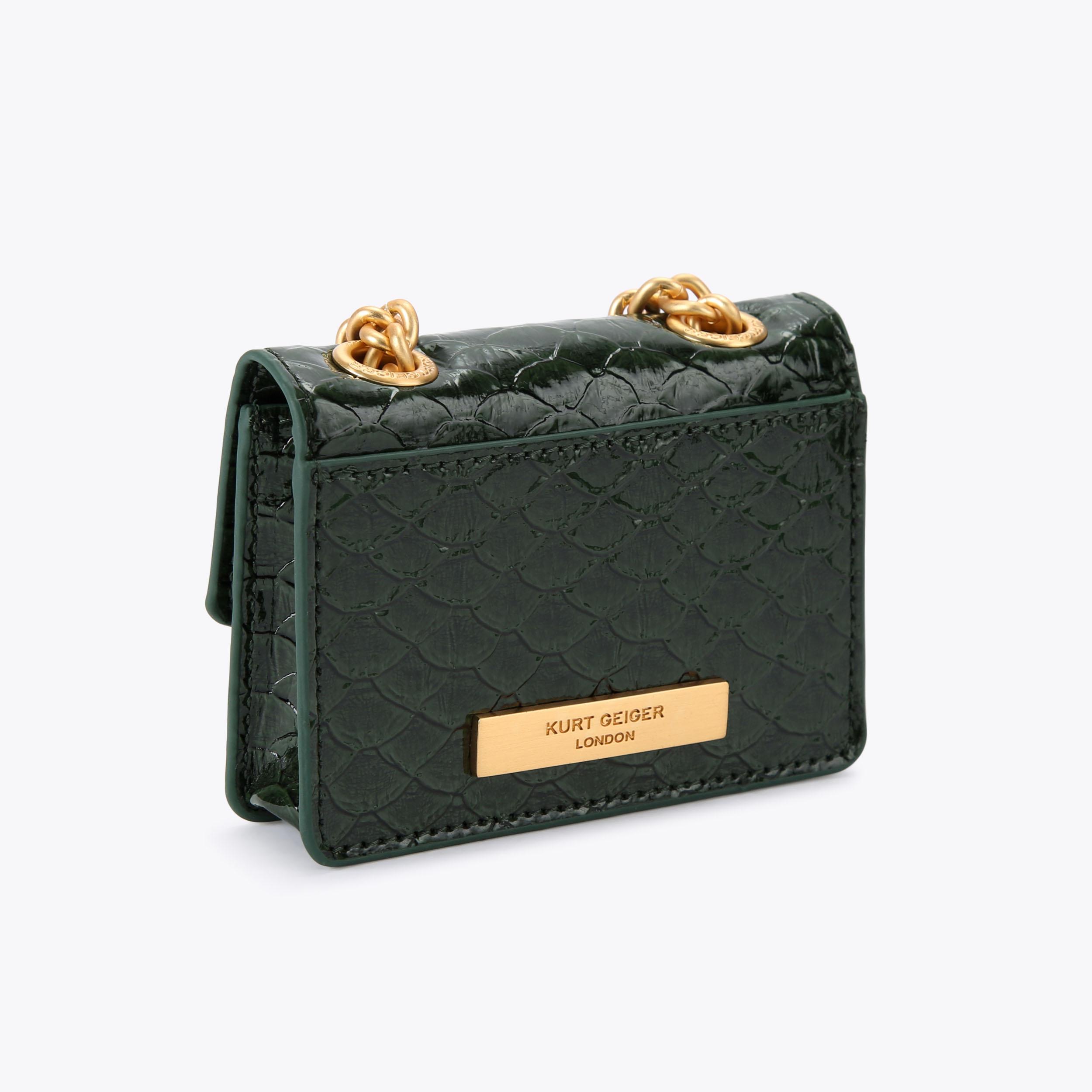 MICRO KENSINGTON Dark Green Leather Micro Purse by KURT GEIGER LONDON