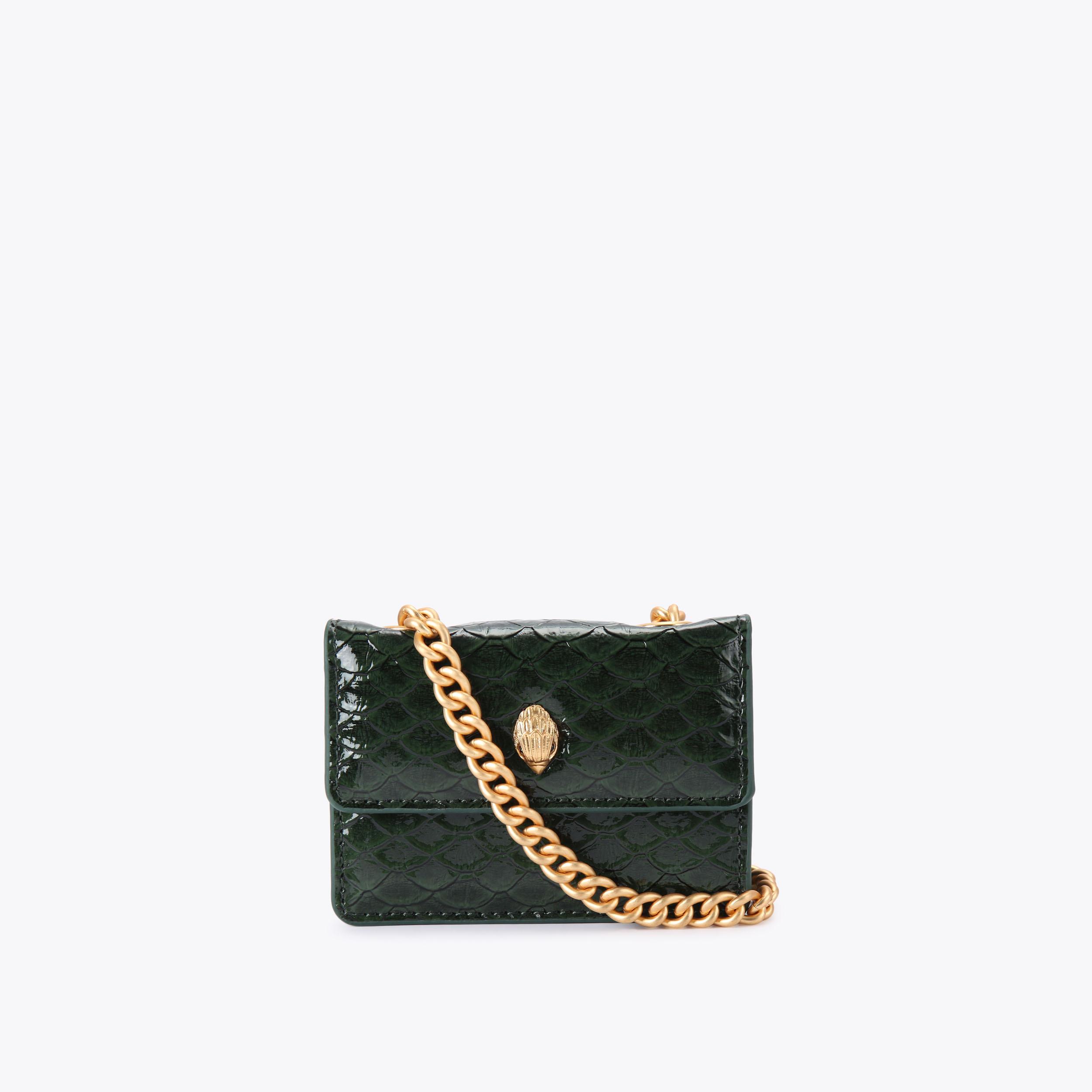MICRO KENSINGTON Dark Green Leather Micro Purse by KURT GEIGER LONDON