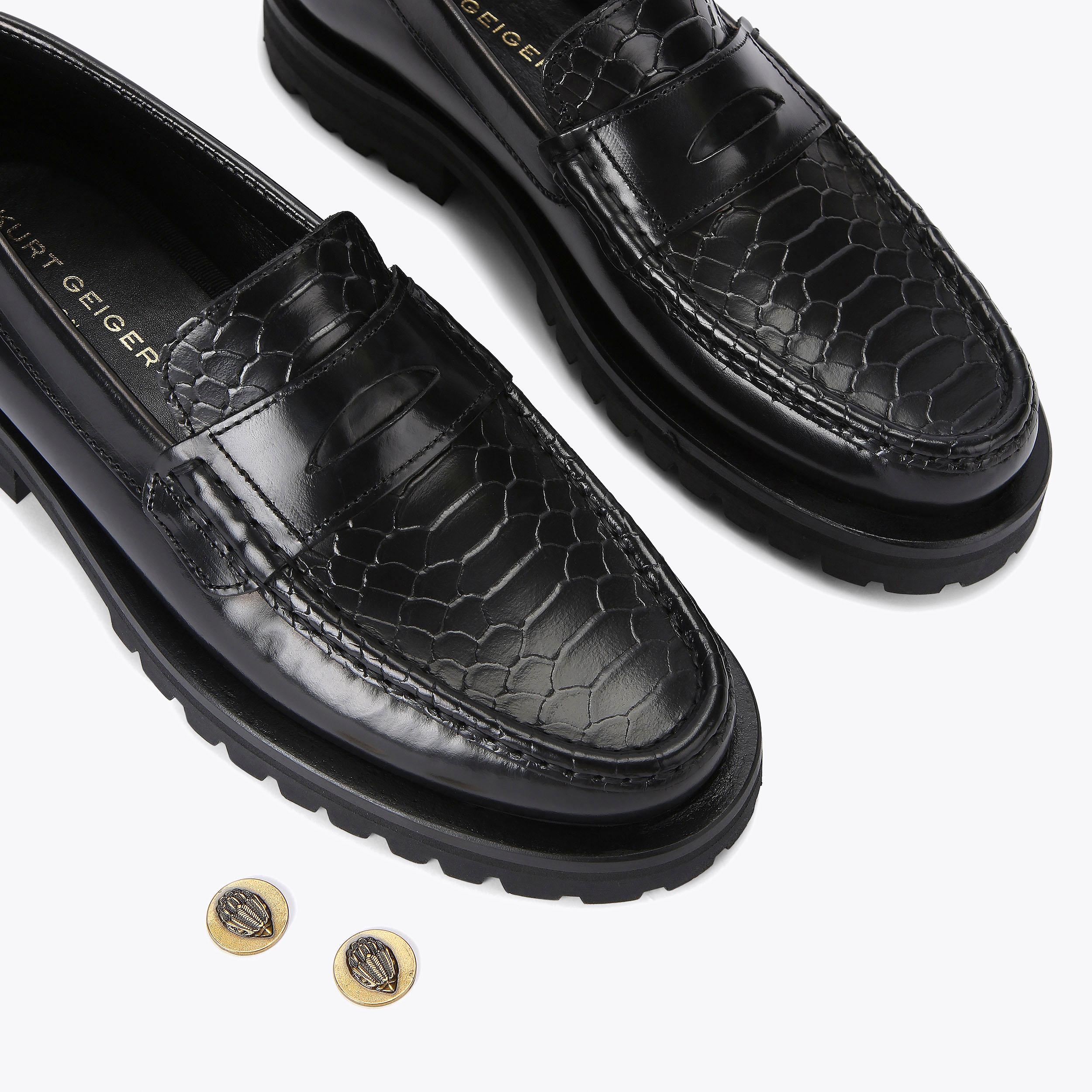 LUIS CLEAT LOAFER Black Snake Loafer by KURT GEIGER LONDON