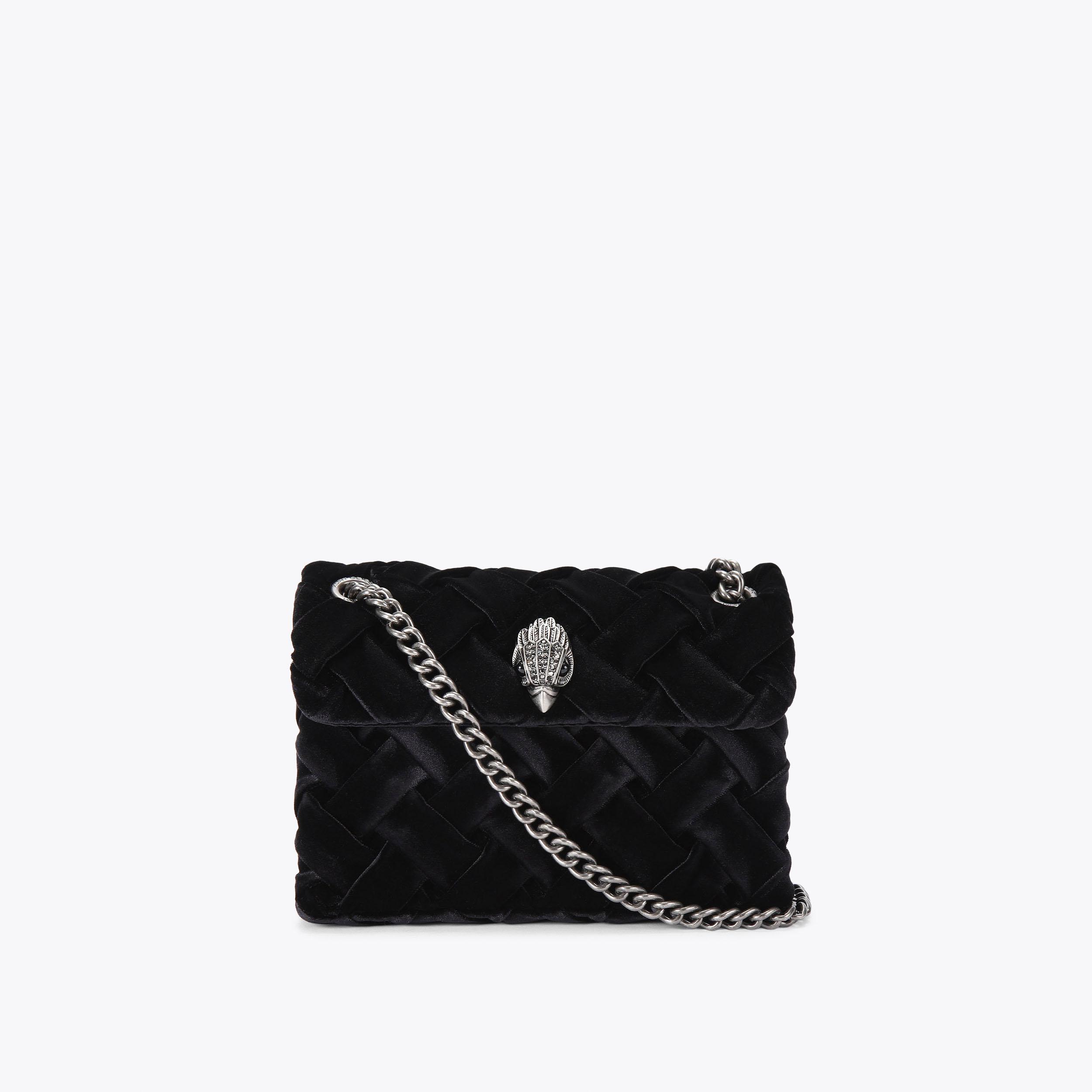 VELVET MINI KENSINGTON Black Velvet Cross Body Purse by KURT GEIGER LONDON