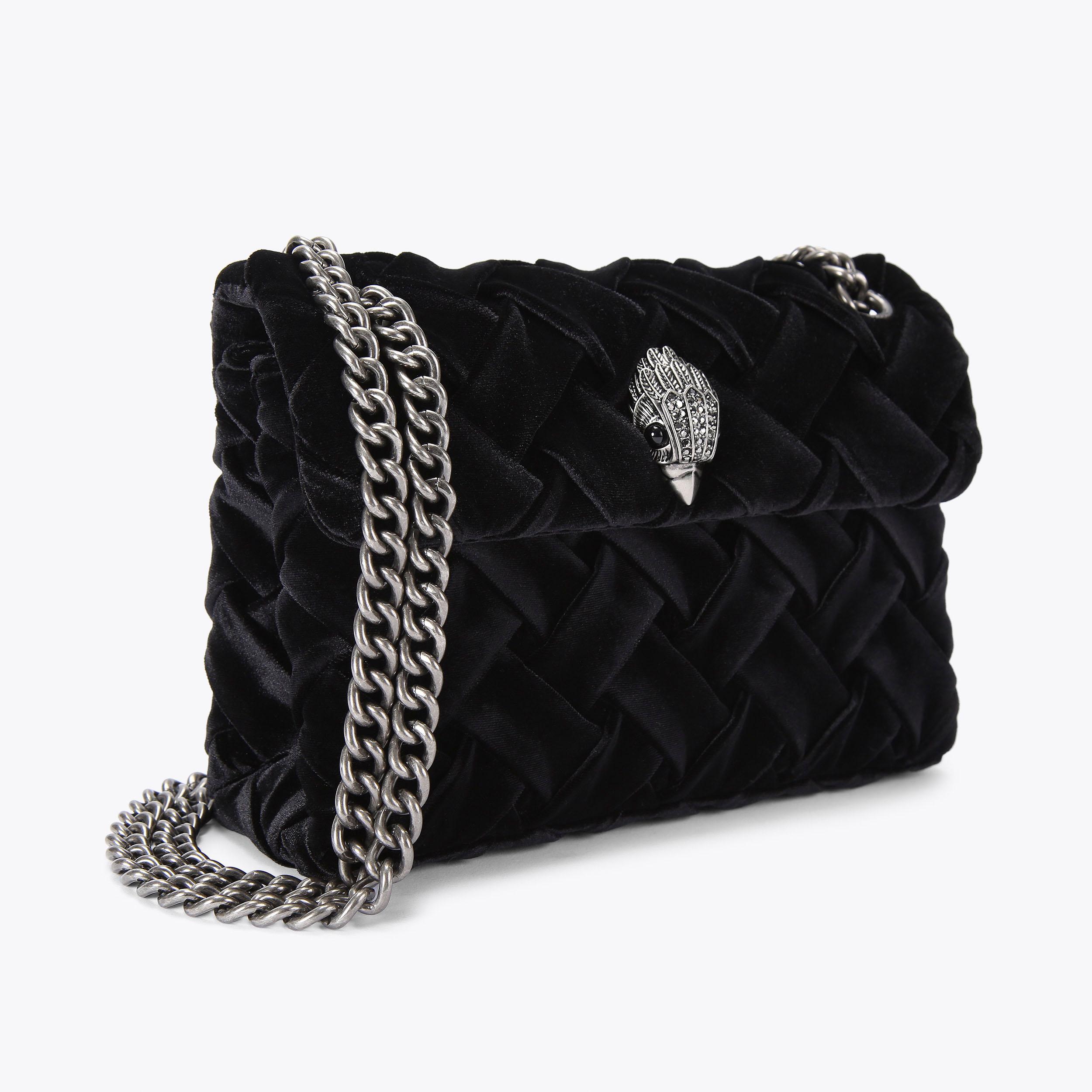 VELVET MINI KENSINGTON Black Velvet Cross Body Purse by KURT GEIGER LONDON