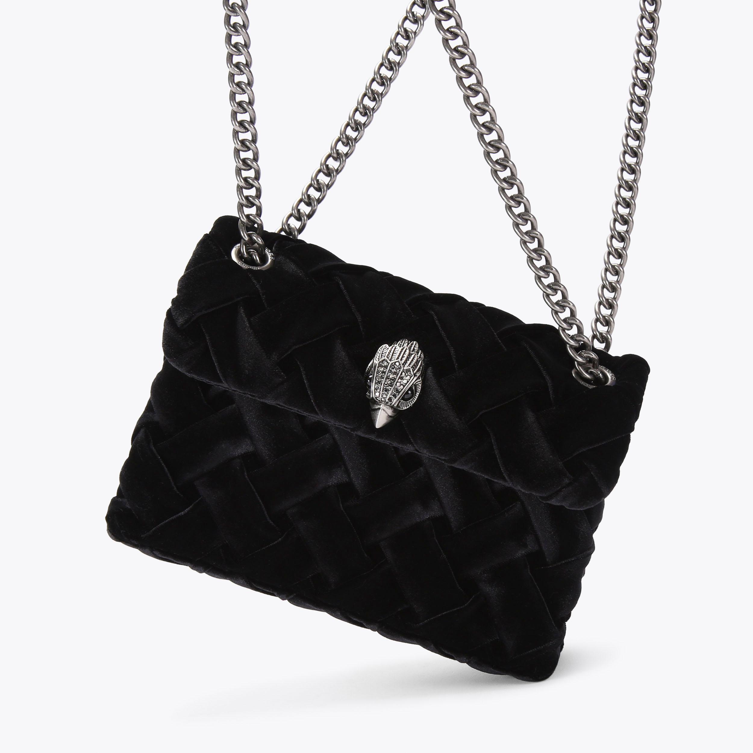 VELVET MINI KENSINGTON Black Velvet Cross Body Purse by KURT GEIGER LONDON