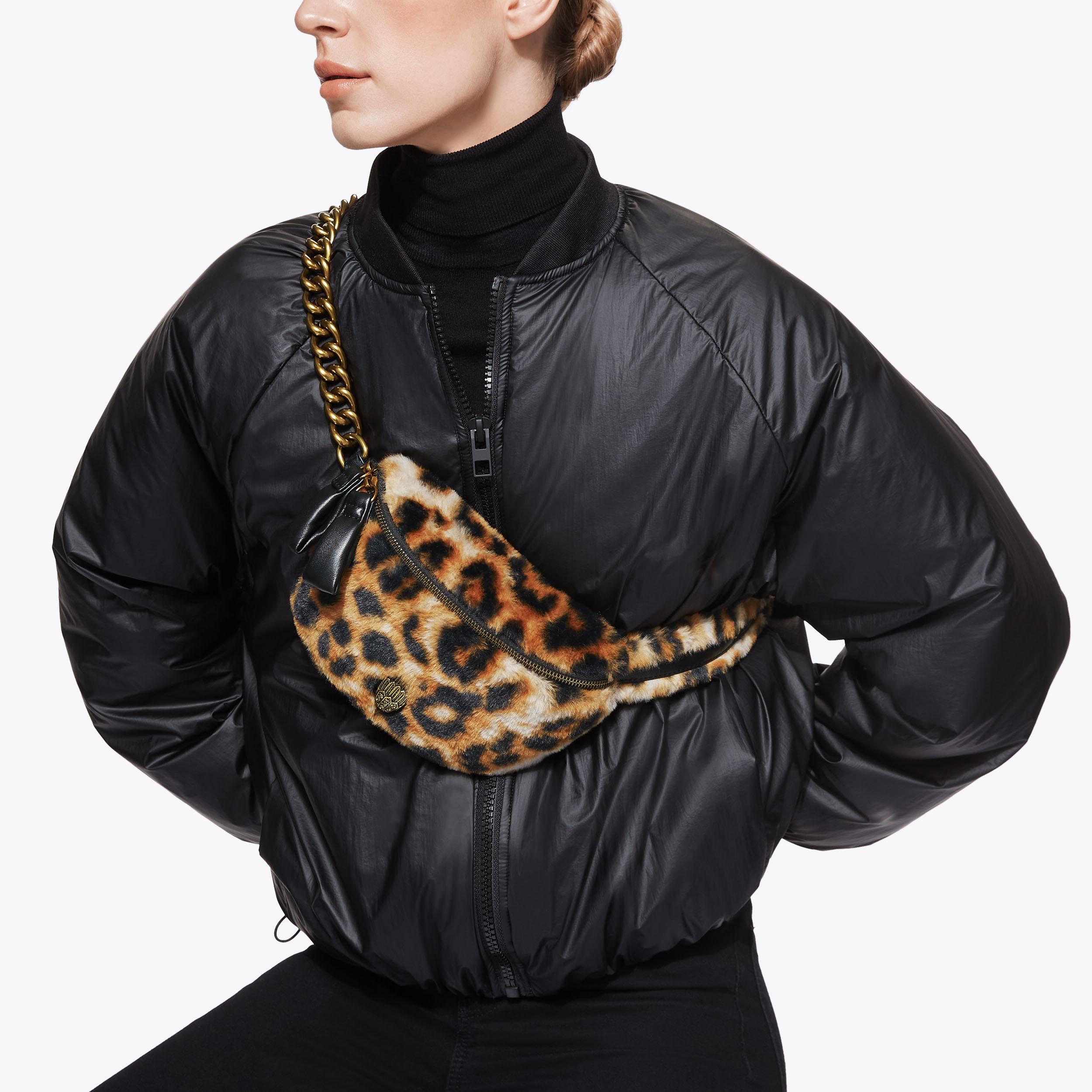 SM KENSINGTON BELTBAG Leopard Print Faux Fur Belt Bag by KURT GEIGER LONDON