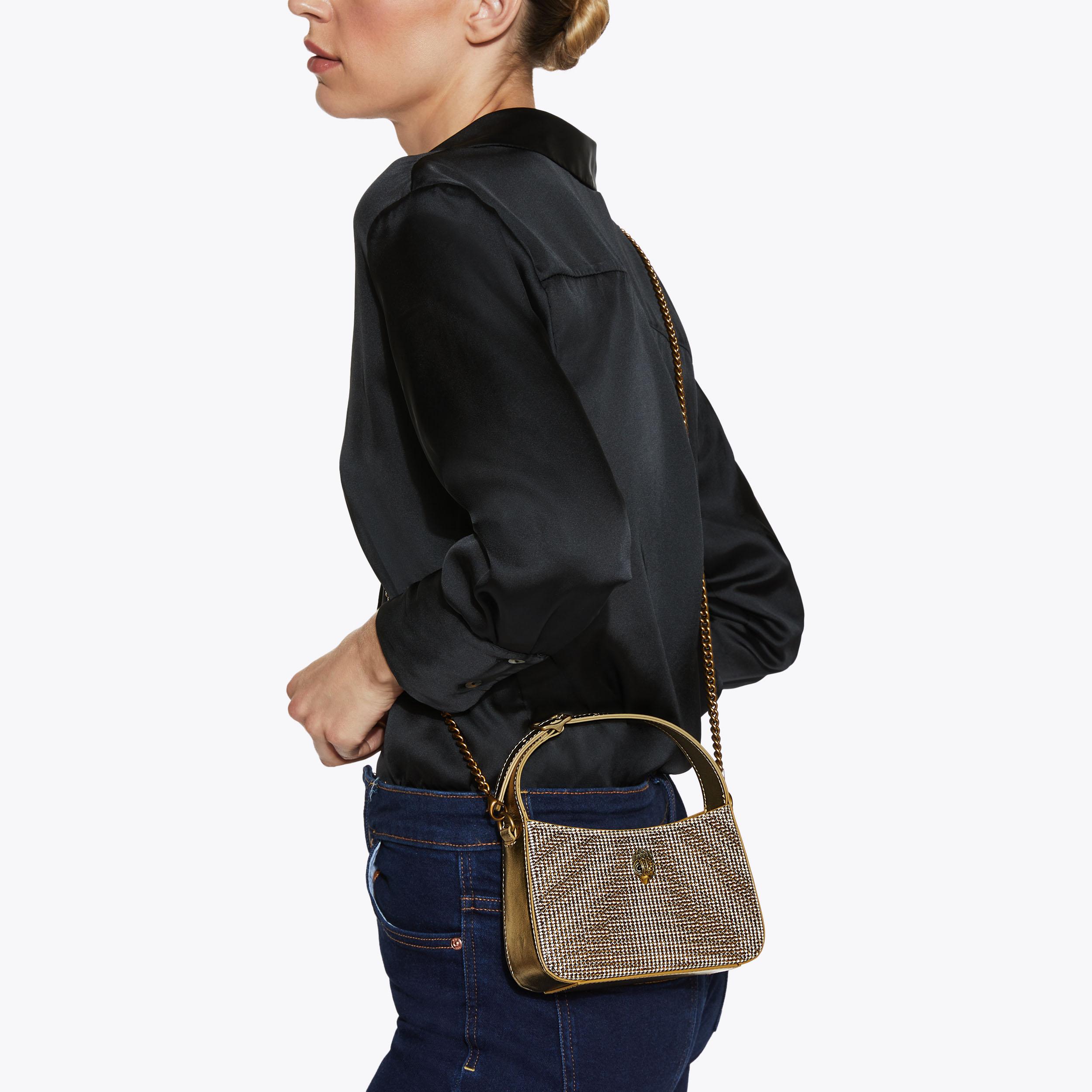 MINI BOND SHOULDER BAG Beige Crystal Shoulder Purse by KURT GEIGER LONDON