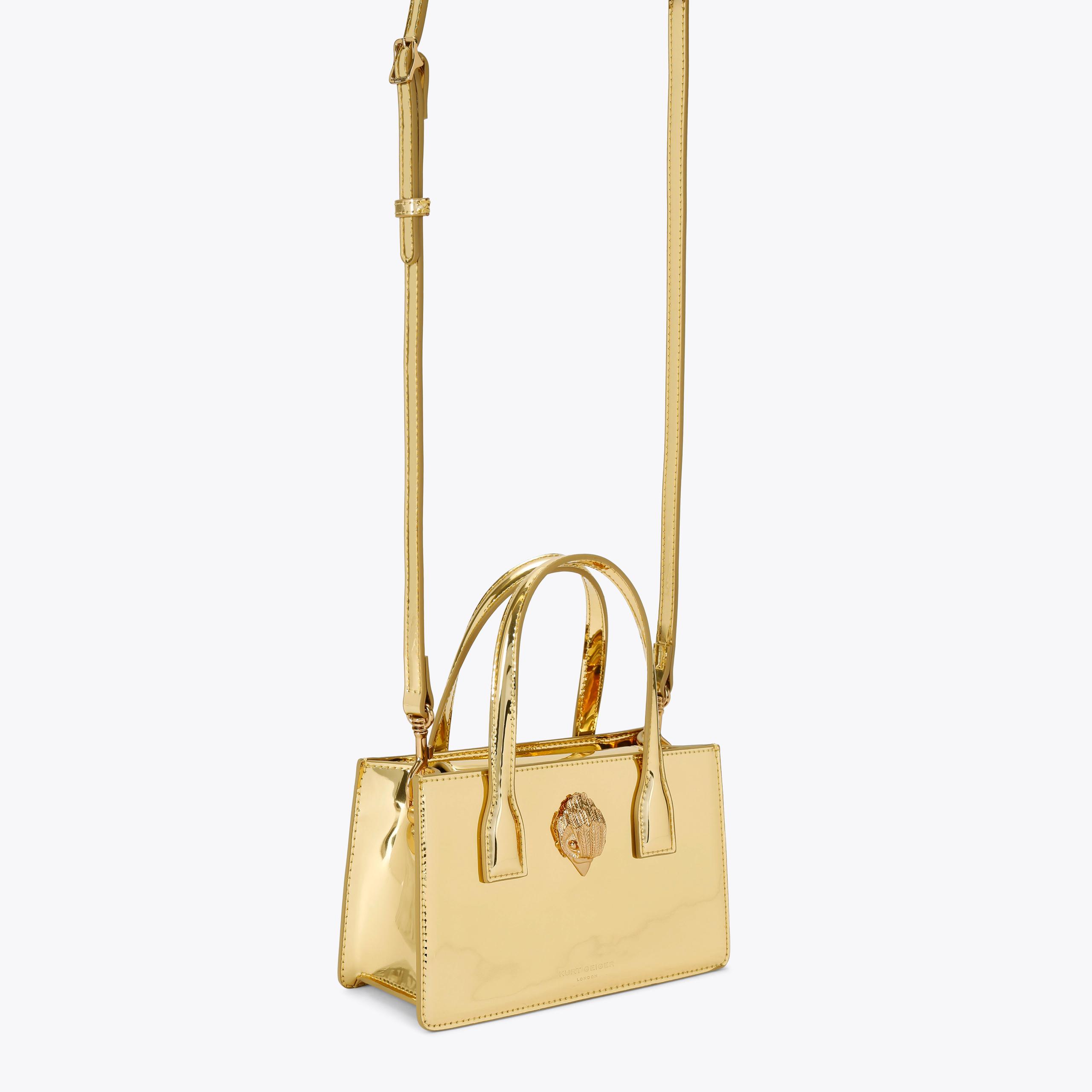 MINI BOND TOTE Metallic Gold Tote Purse by KURT GEIGER LONDON