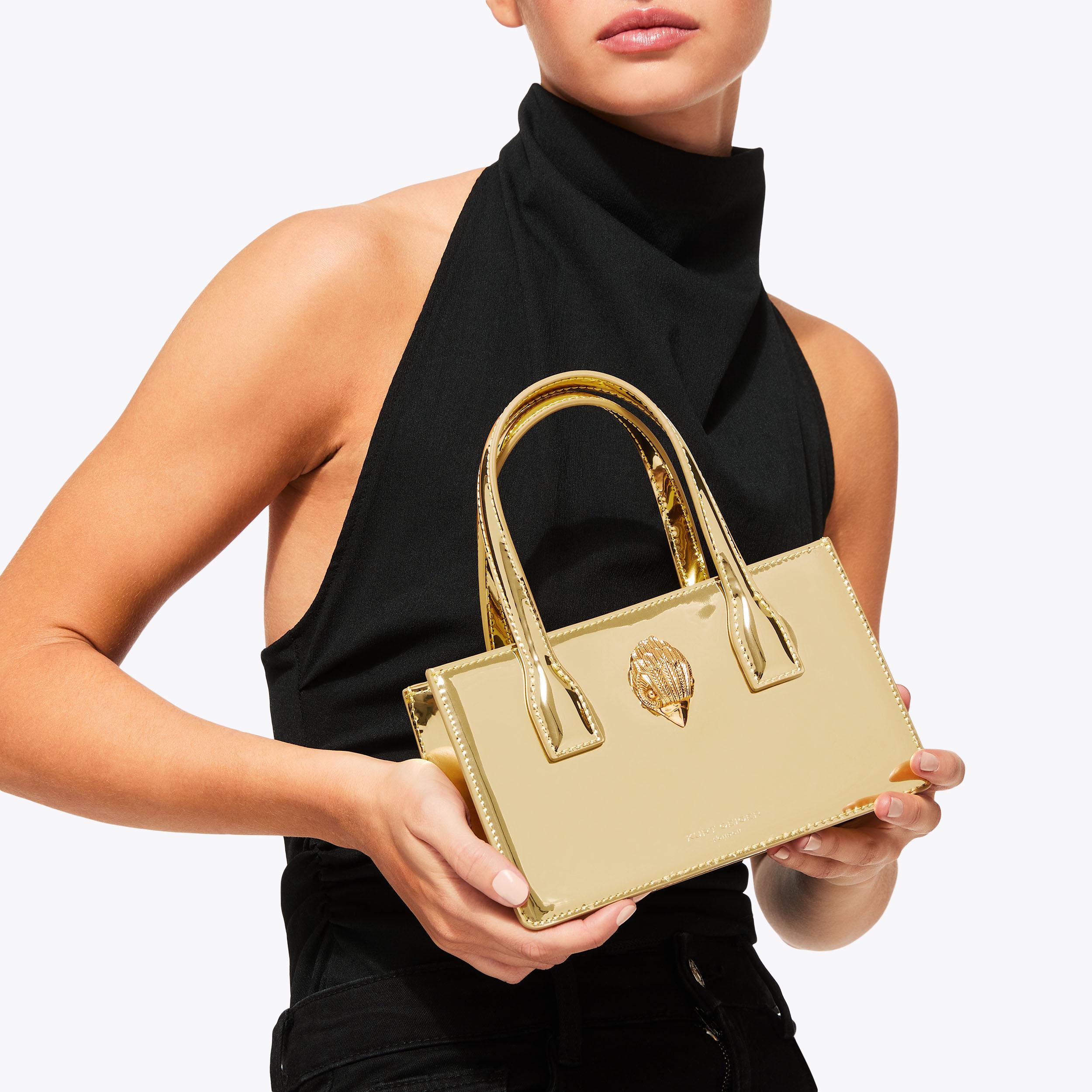 MINI BOND TOTE Metallic Gold Tote Purse by KURT GEIGER LONDON