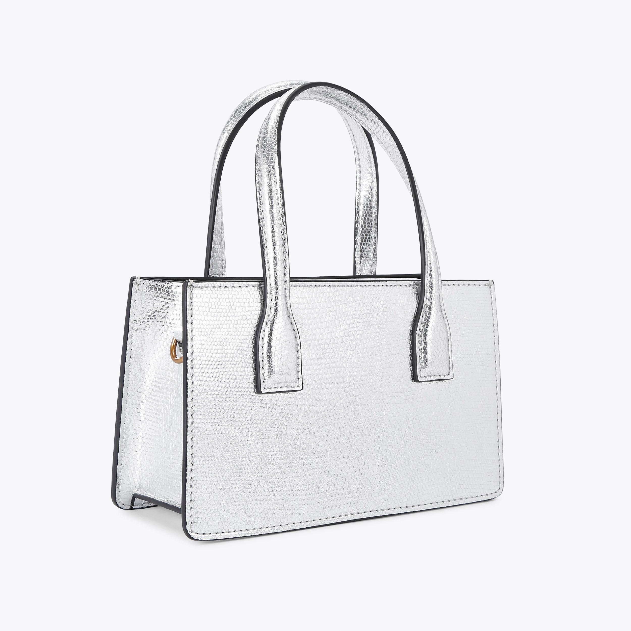 MINI BOND TOTE Silver Textured Tote Purse by KURT GEIGER LONDON