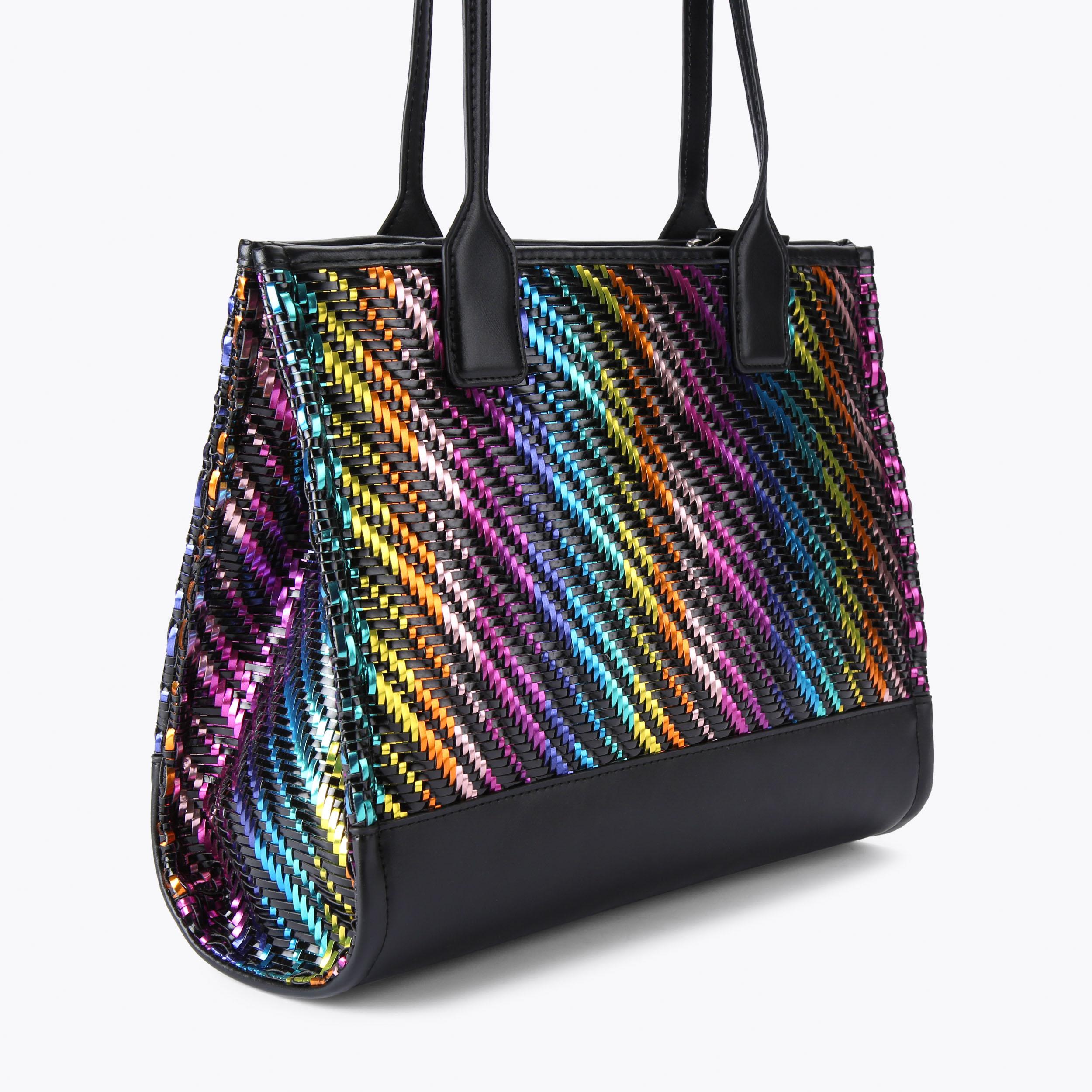 SM KENSINGTON SQ TOTE Rainbow Woven Tote by KURT GEIGER LONDON