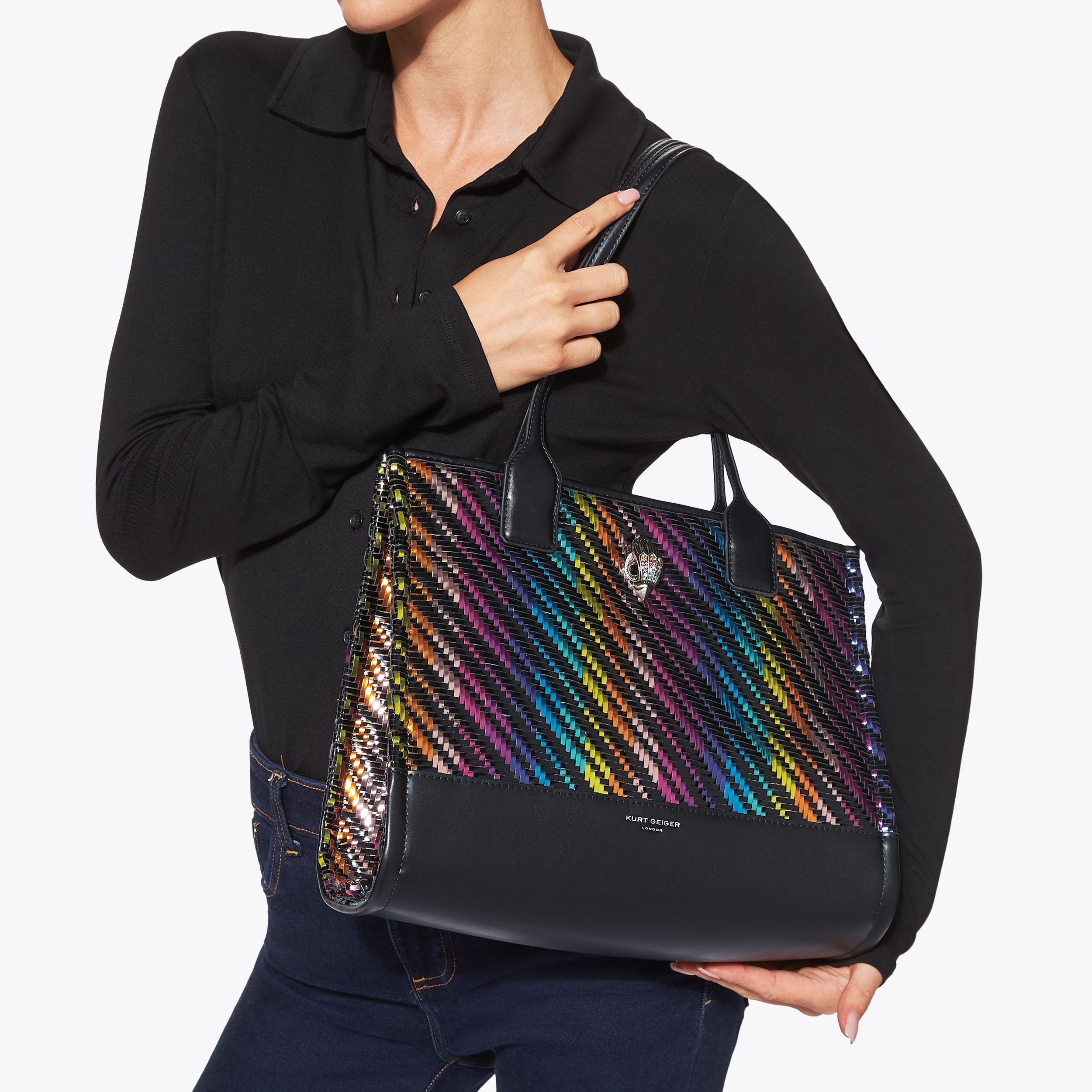 SM KENSINGTON SQ TOTE Rainbow Woven Tote by KURT GEIGER LONDON