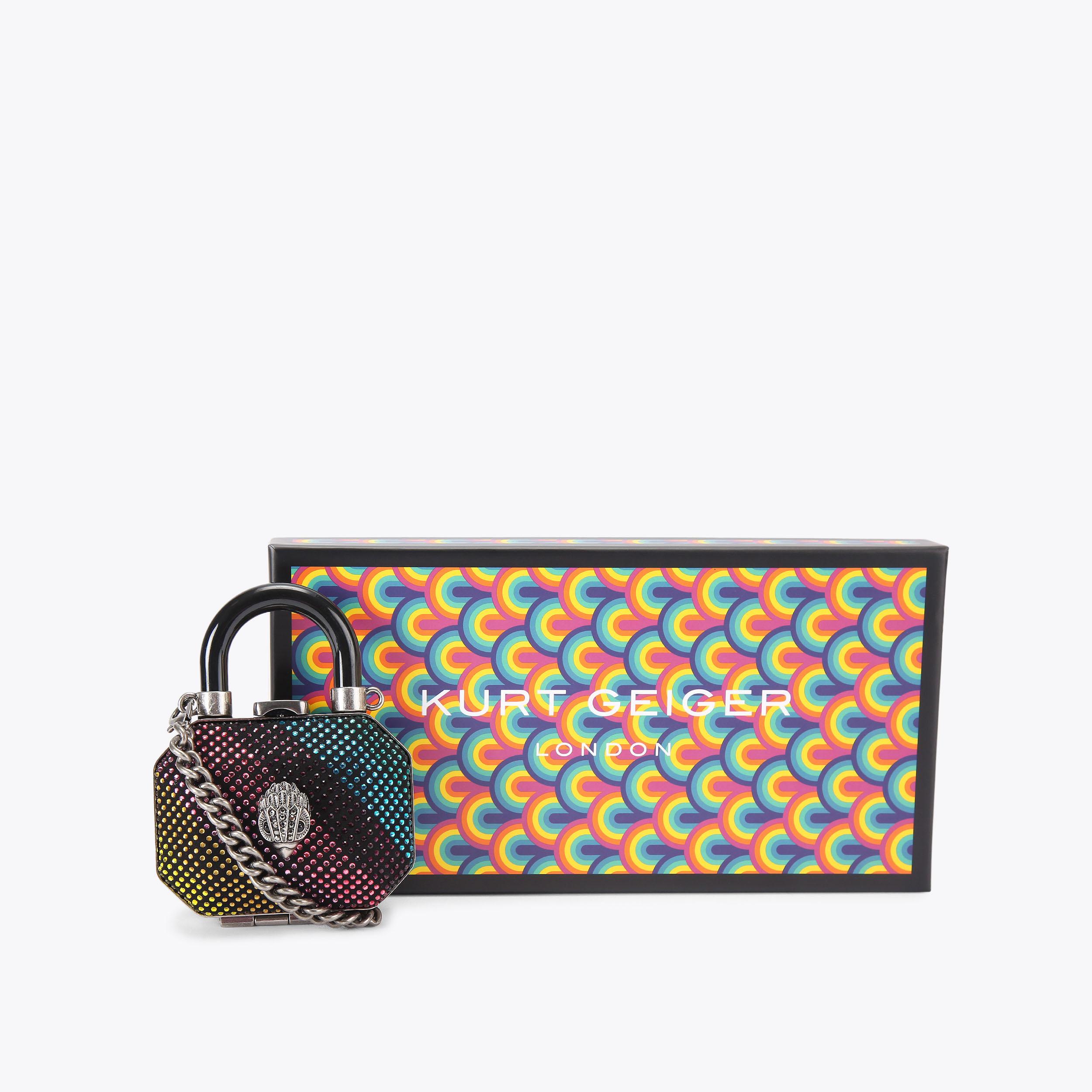 MICRO TOP HANDLE Rainbow Crystals Clutch by KURT GEIGER LONDON