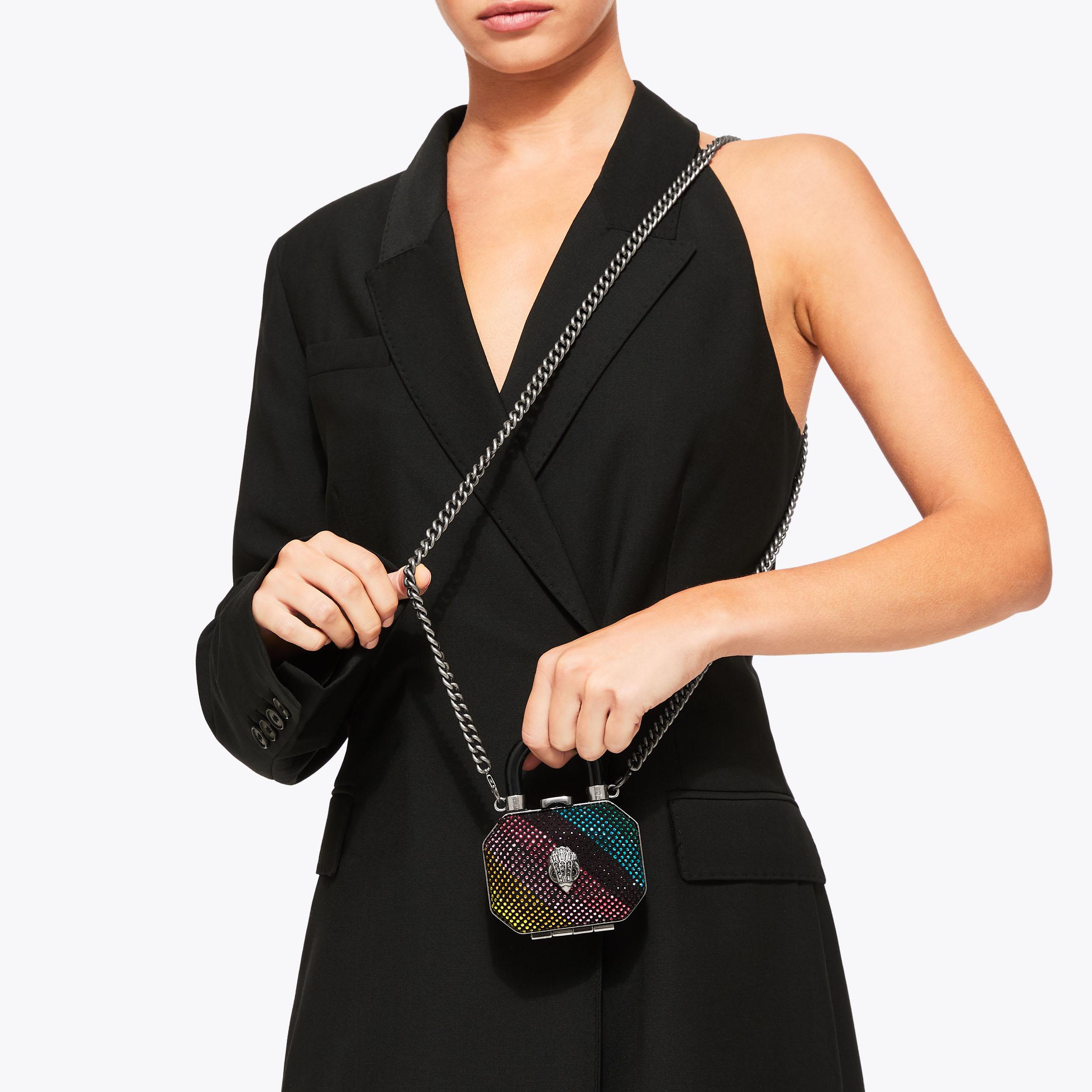 MICRO TOP HANDLE Rainbow Crystals Clutch by KURT GEIGER LONDON