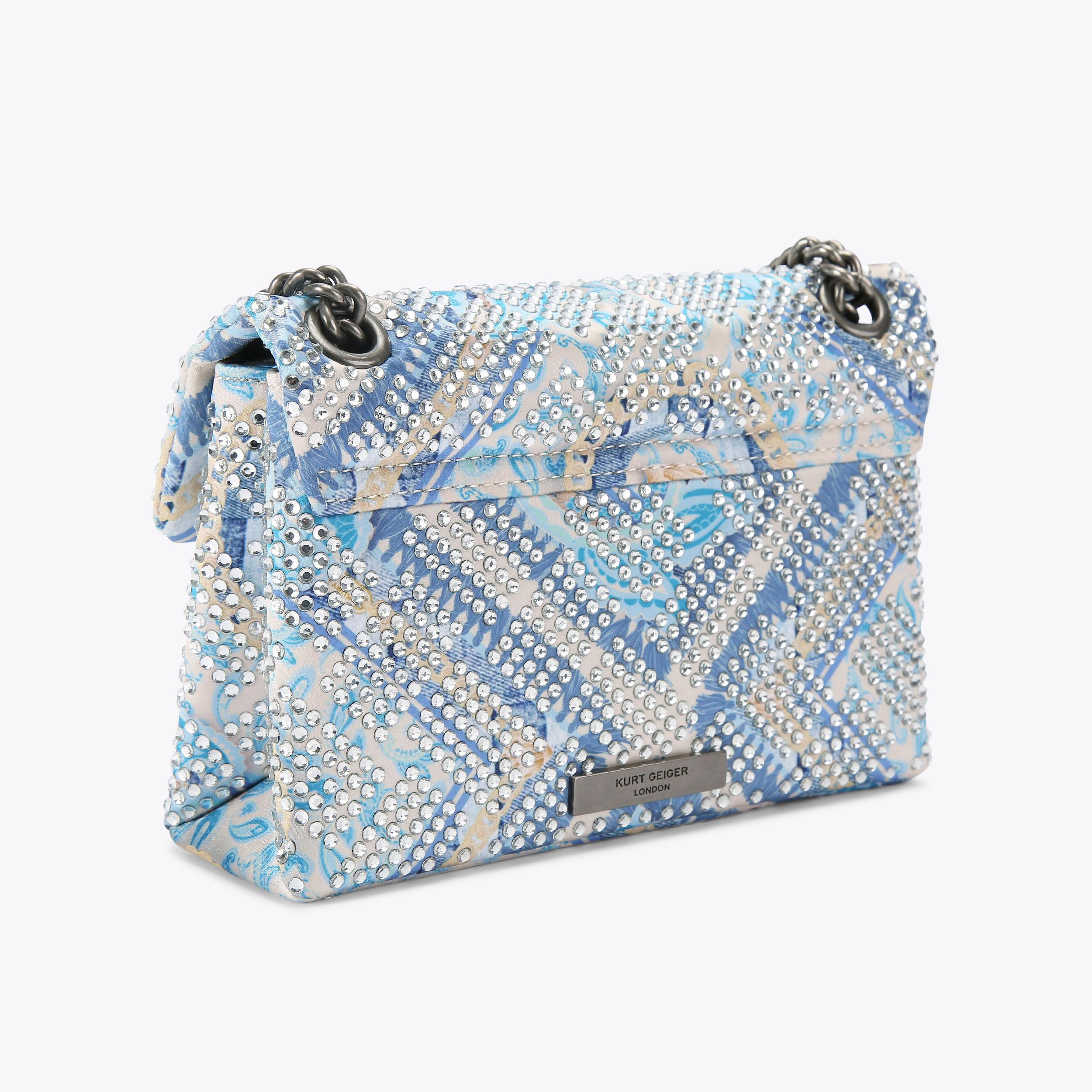 FABRIC MINI KENSINGTON Blue Paisley Bag by KURT GEIGER LONDON