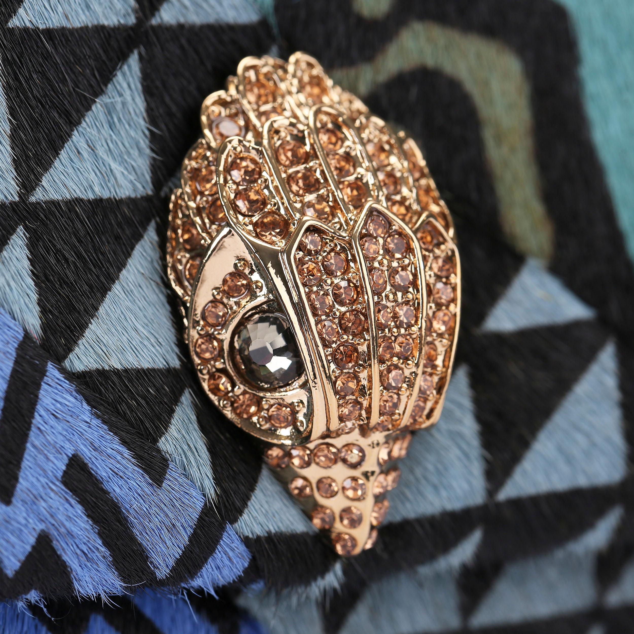 LEATHER KENSINGTON L Striped Printed Calfhair Shoulder Purse by KURT ...