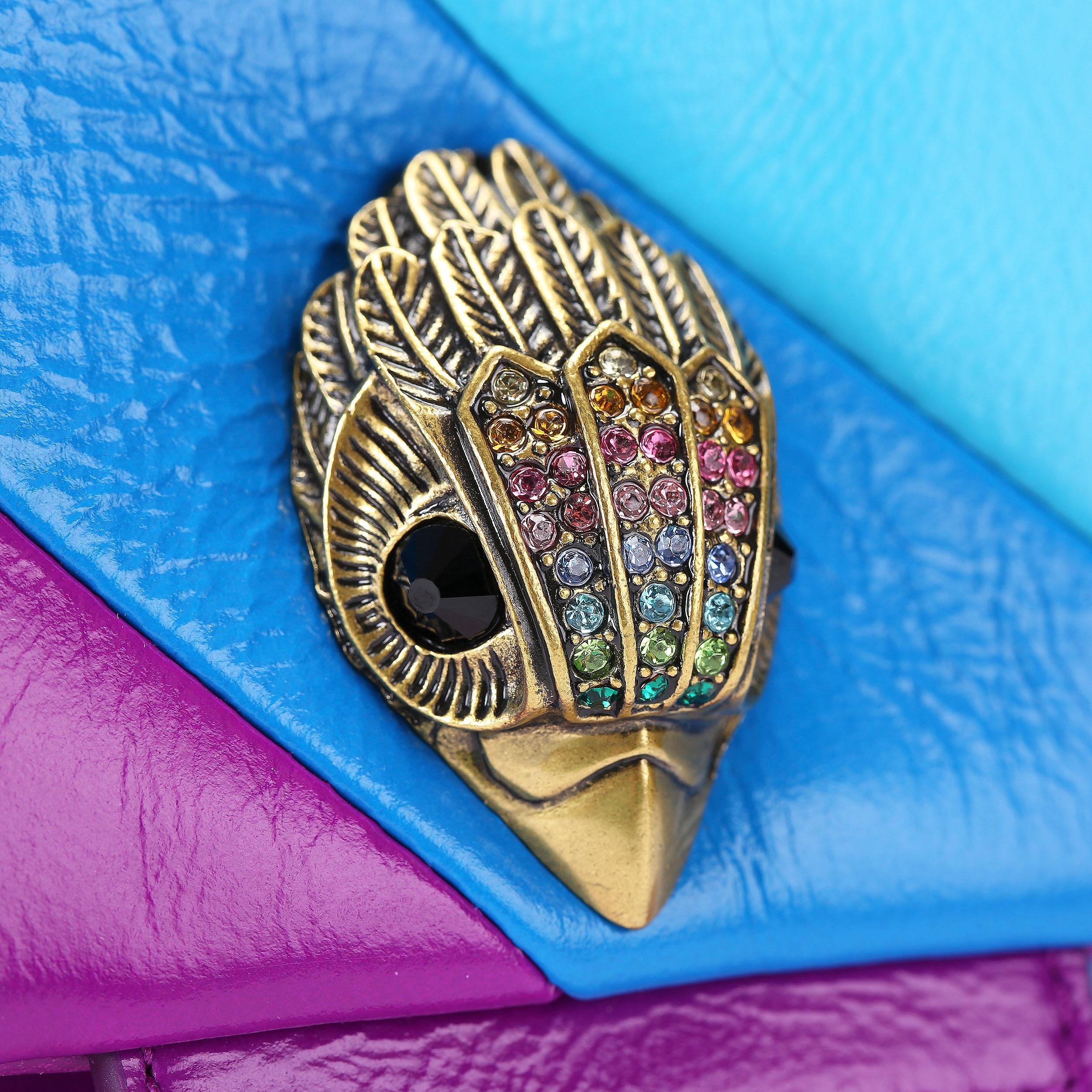 LEATHER KENSINGTON L Neon Rainbow Stripe Shoulder Bag by KURT GEIGER LONDON