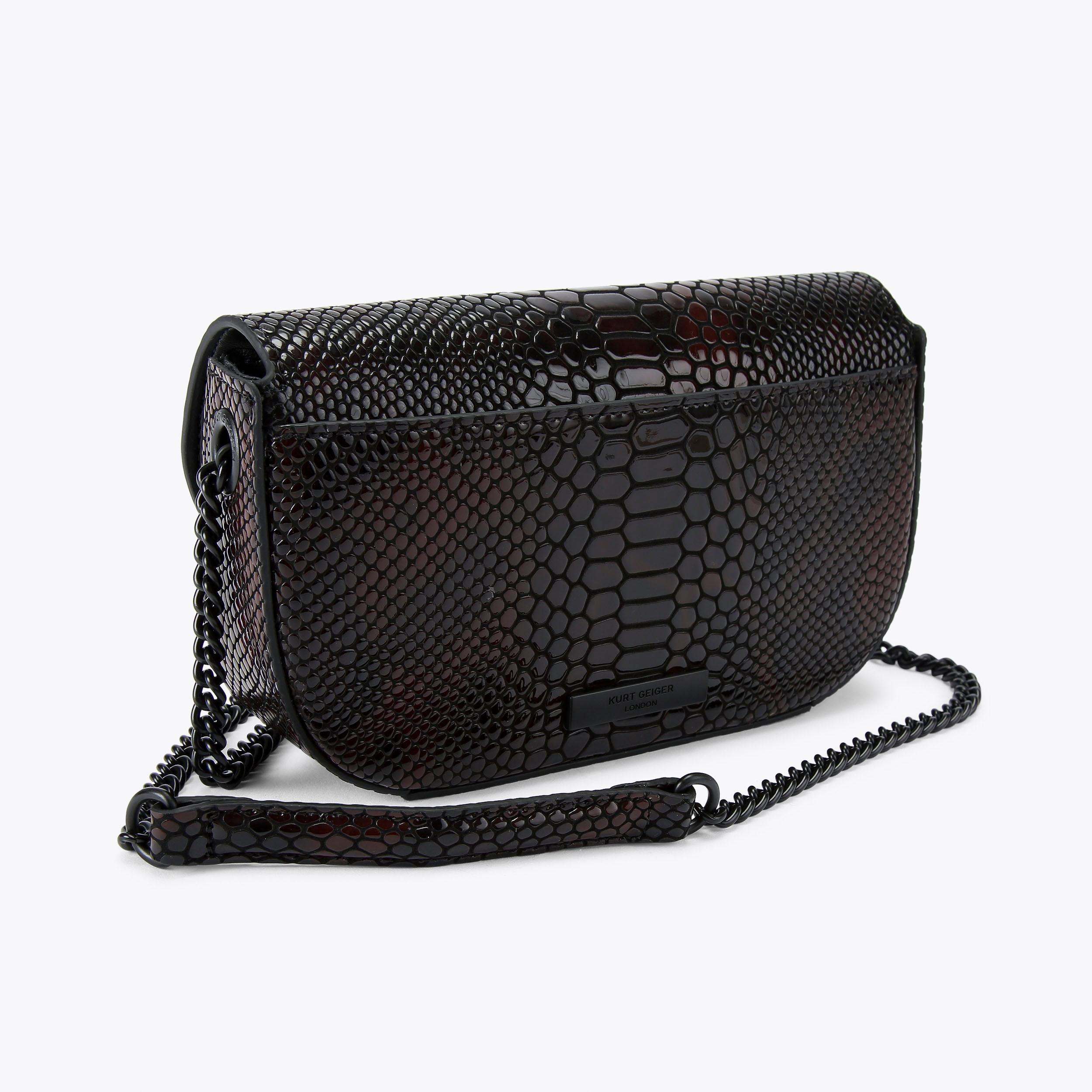 SM CHELSEA XBODY Brown Lizard Cross Body Purse by KURT GEIGER LONDON