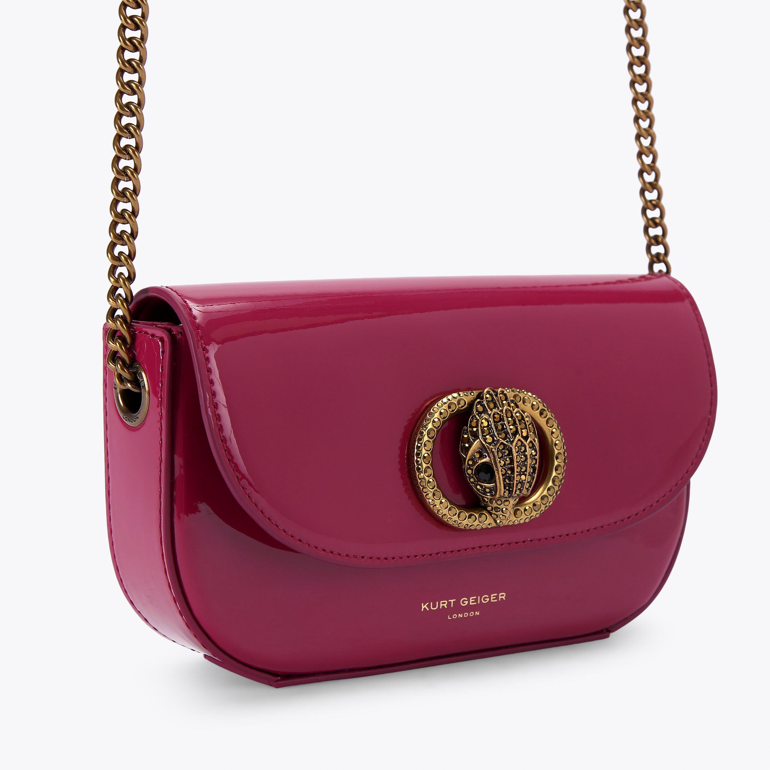 SM CHELSEA XBODY Fuchsia Patent Cross Body Bag by KURT GEIGER LONDON