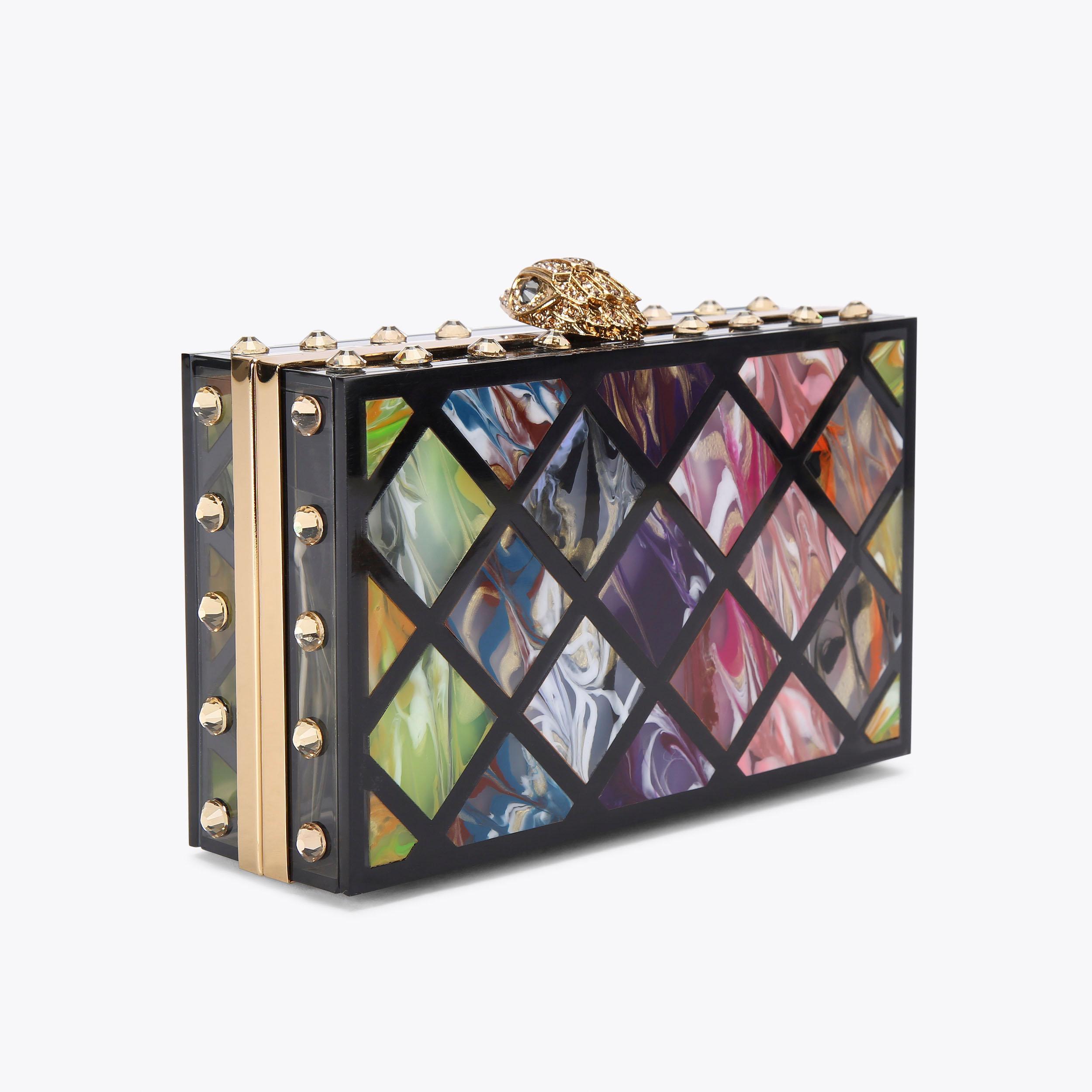CRYSTAL QUILT BOX CLUTCH Marbled Acrylic Clutch Purse by KURT GEIGER LONDON