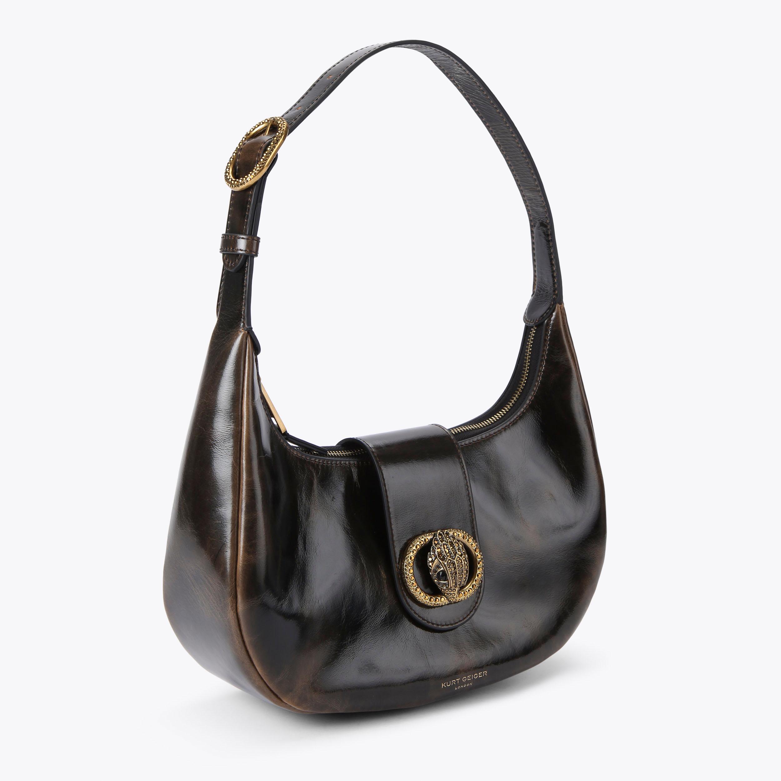 CHELSEA HOBO Dark Brown Leather Shoulder Bag by KURT GEIGER LONDON