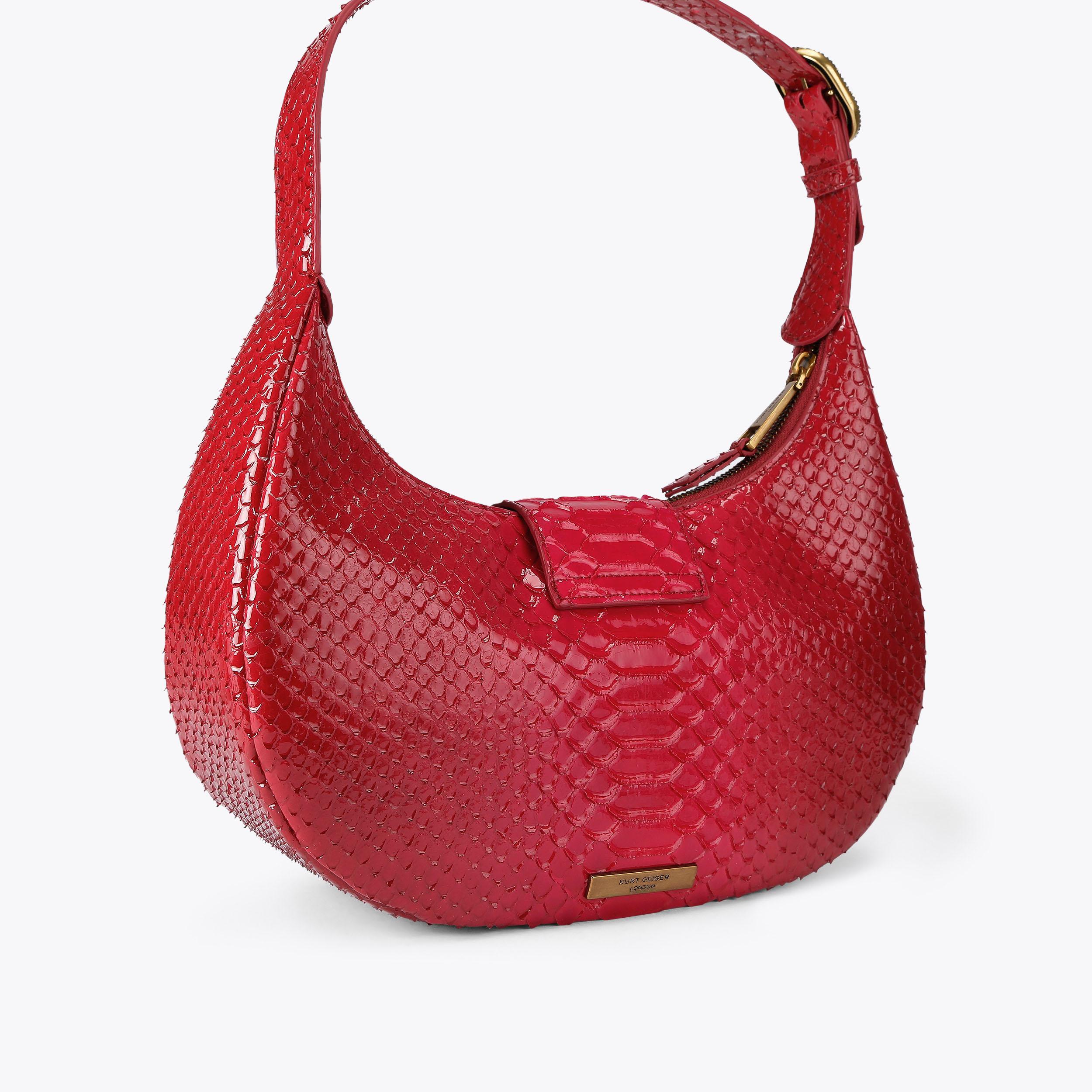 CHELSEA HOBO Dark Red Embossed Hobo Bag by KURT GEIGER LONDON