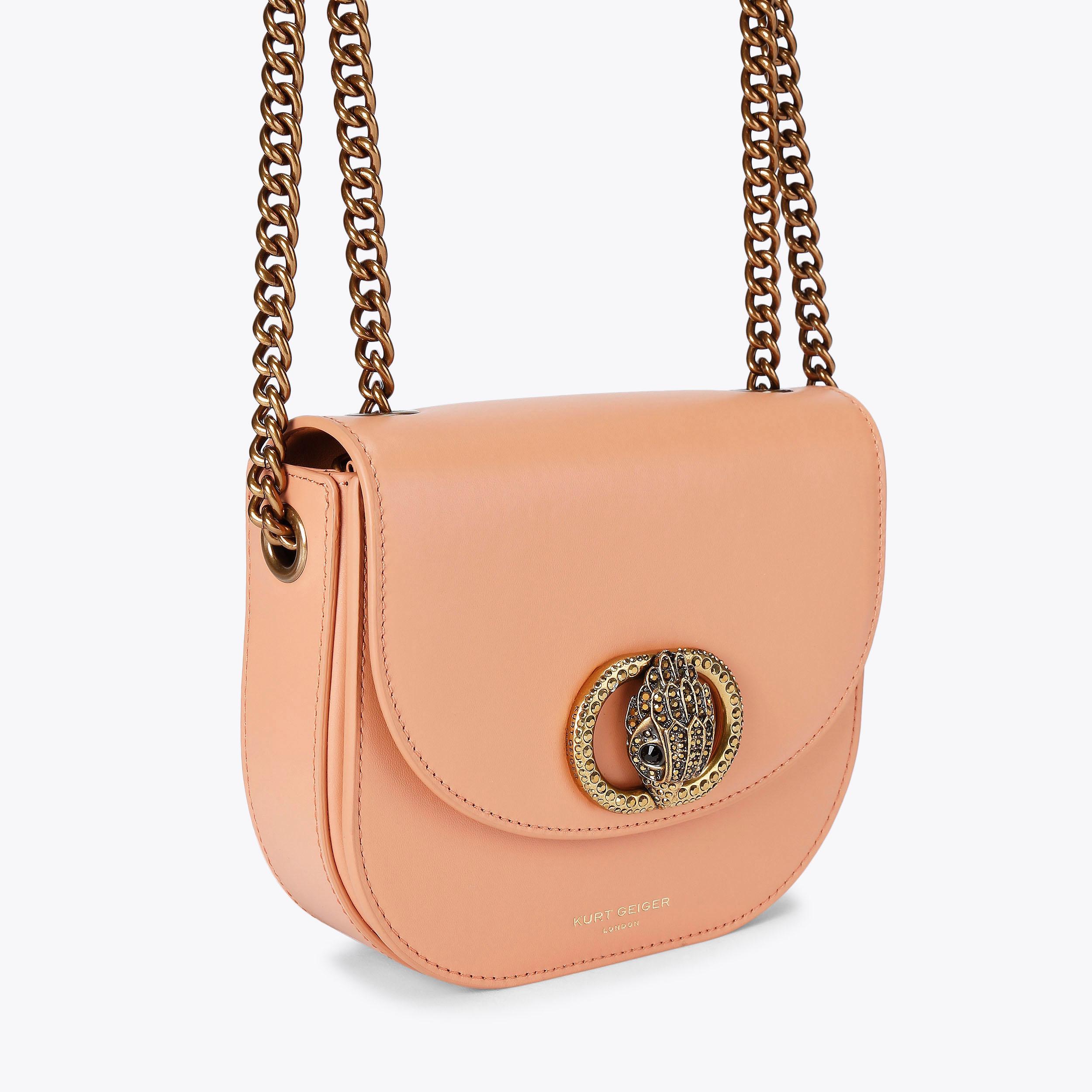 CHELSEA SADDLE BAG Tan Leather Saddle Bag by KURT GEIGER LONDON