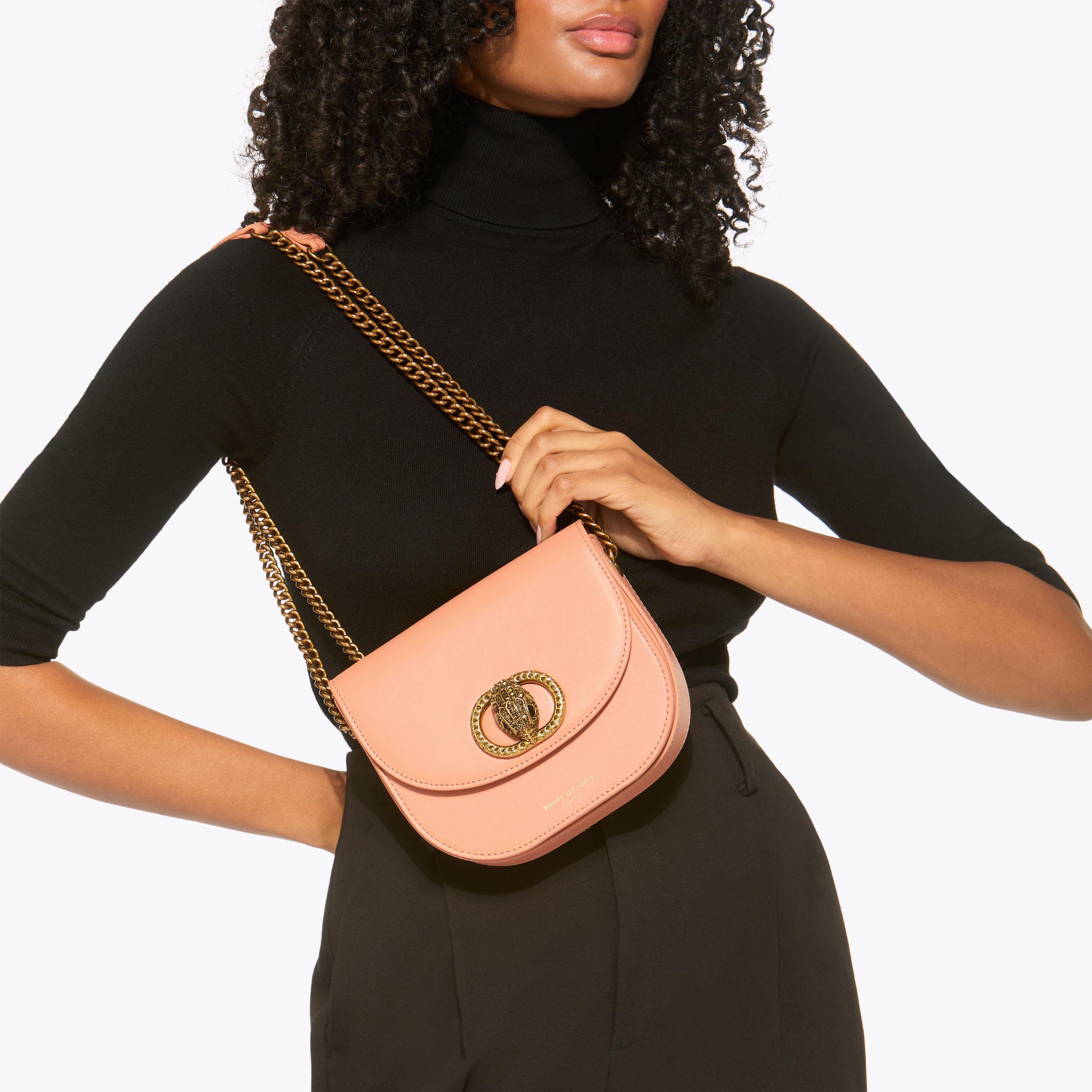 CHELSEA SADDLE BAG Tan Leather Saddle Bag by KURT GEIGER LONDON