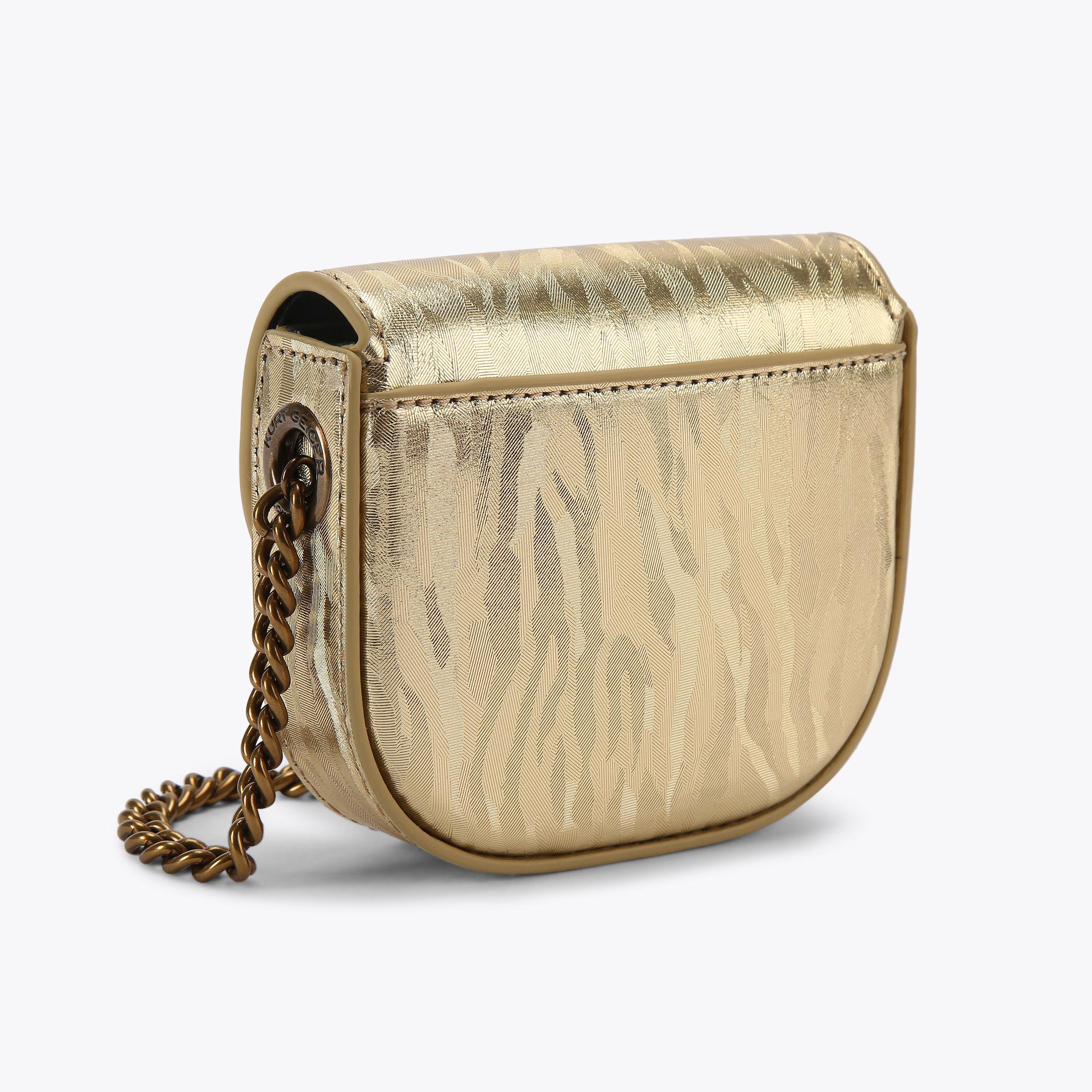 MICRO CHELSEA SADDLE Micro Gold Cross Body Bag by KURT GEIGER LONDON