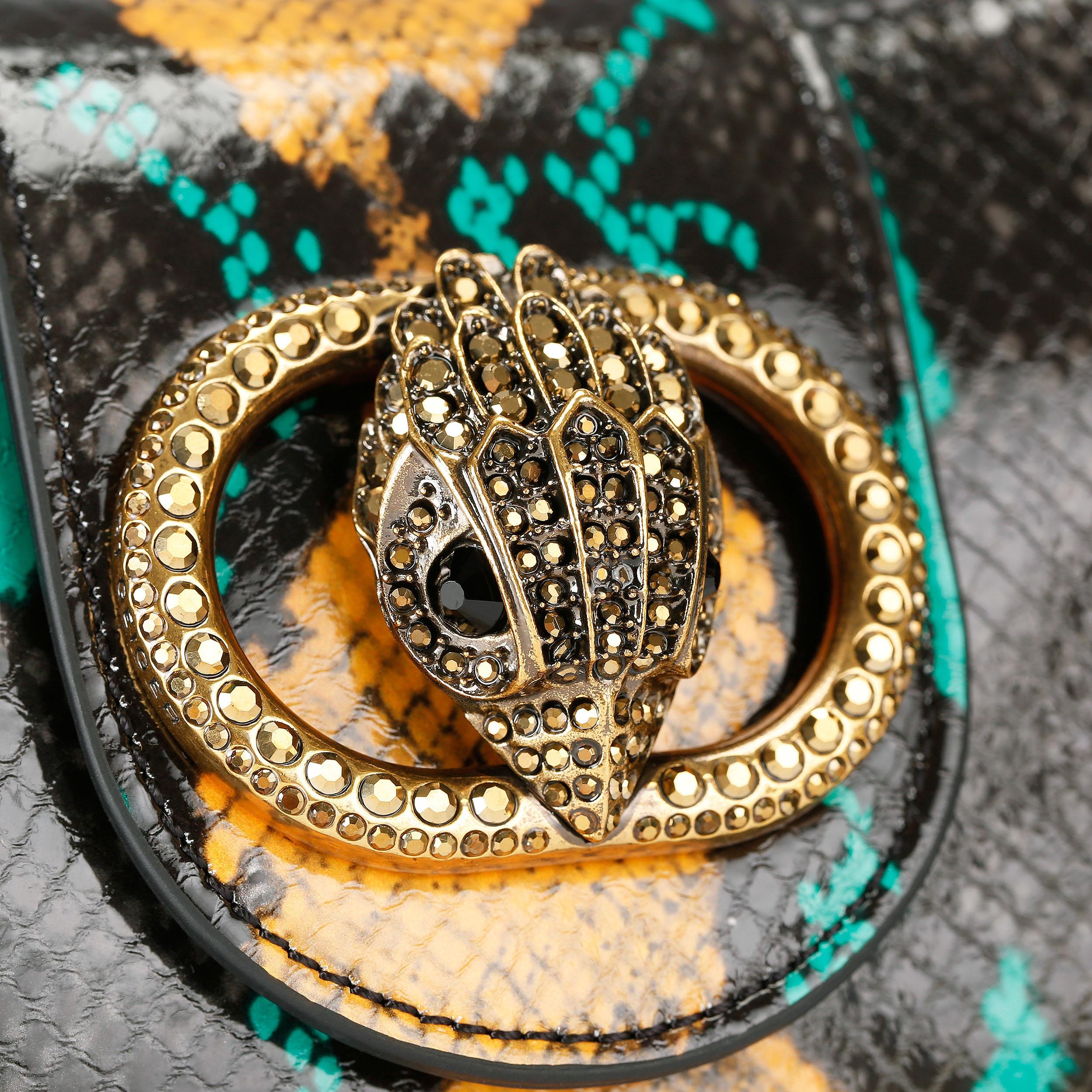 SM CHELSEA HOBO Black Snake Print Hobo Bag by KURT GEIGER LONDON