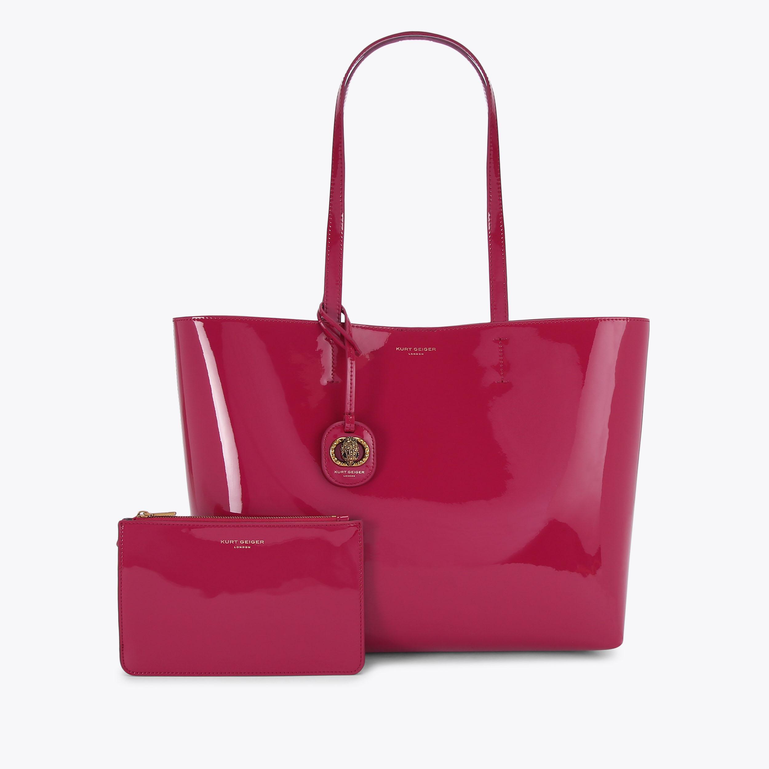 CHELSEA SHOPPER BAG Fuchsia Patent Shoulder Purse by KURT GEIGER LONDON