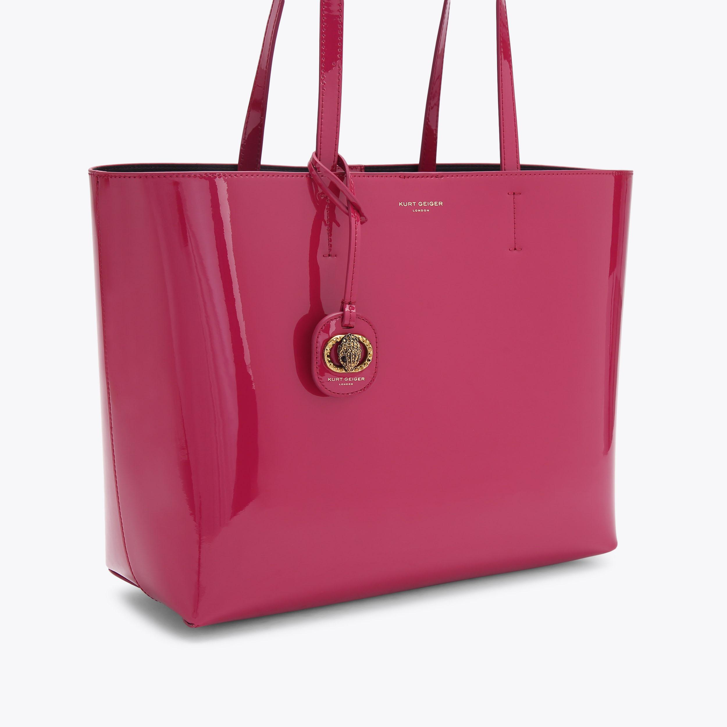 CHELSEA SHOPPER BAG Fuchsia Patent Shoulder Purse by KURT GEIGER LONDON