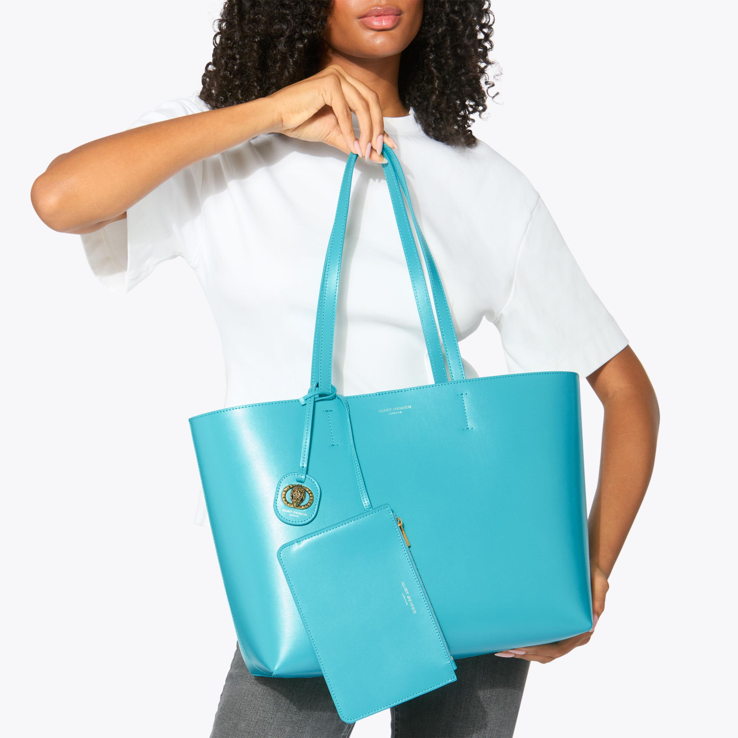 CHELSEA SHOPPER BAG Turquoise Leather Shopper Purse by KURT GEIGER LONDON