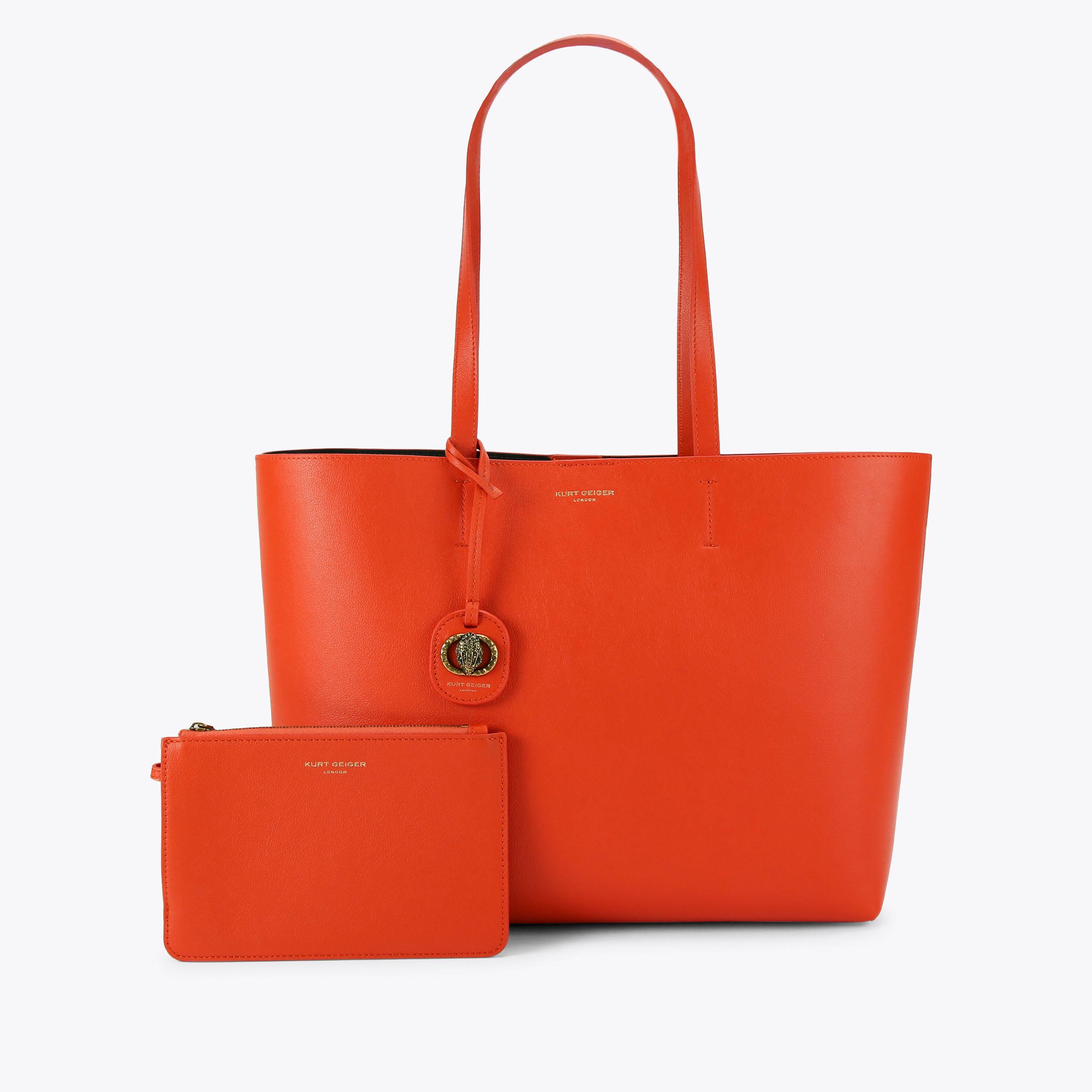 CHELSEA SHOPPER BAG Orange Leather Shopper Tote Purse by KURT GEIGER LONDON
