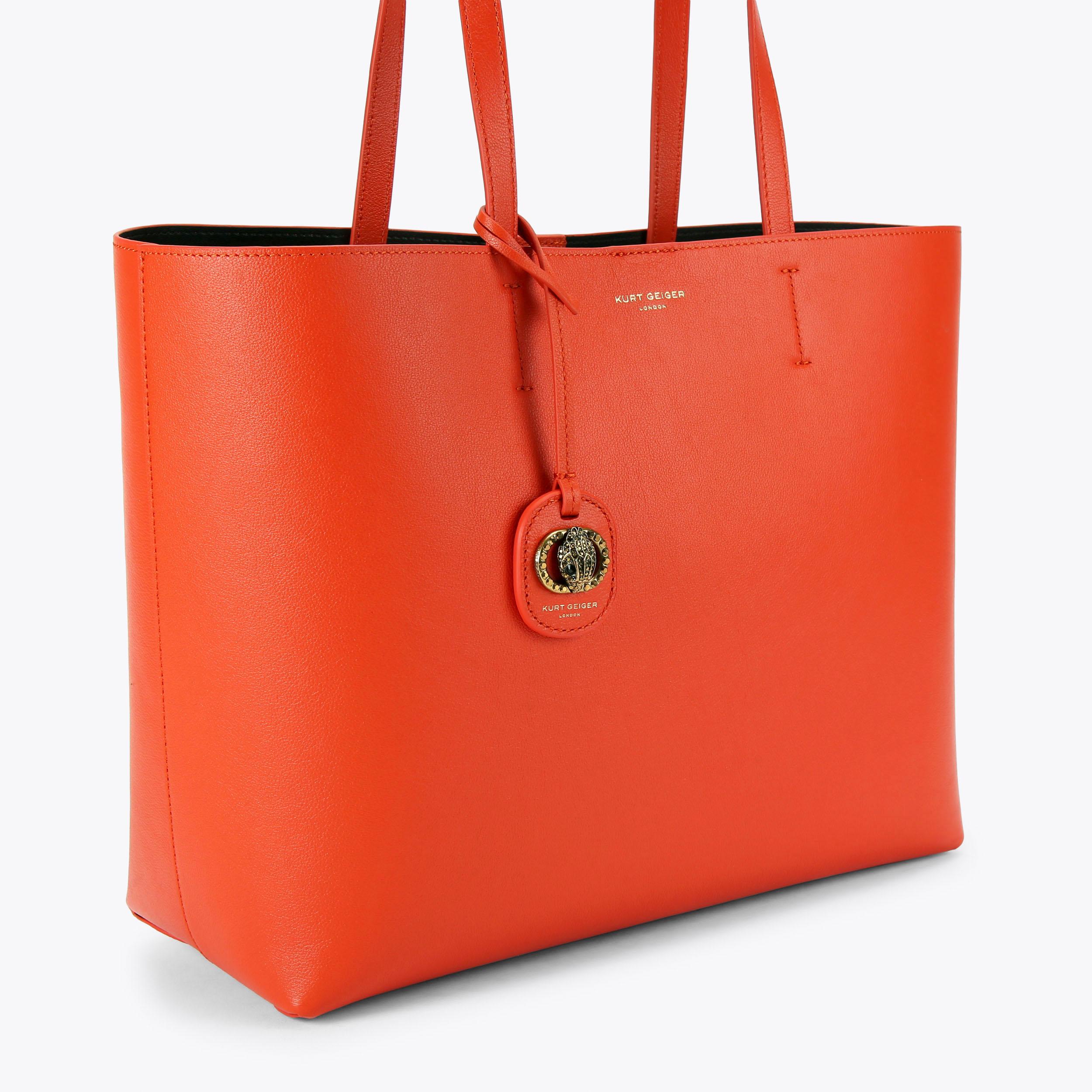 CHELSEA SHOPPER BAG Orange Leather Shopper Tote Purse by KURT GEIGER LONDON