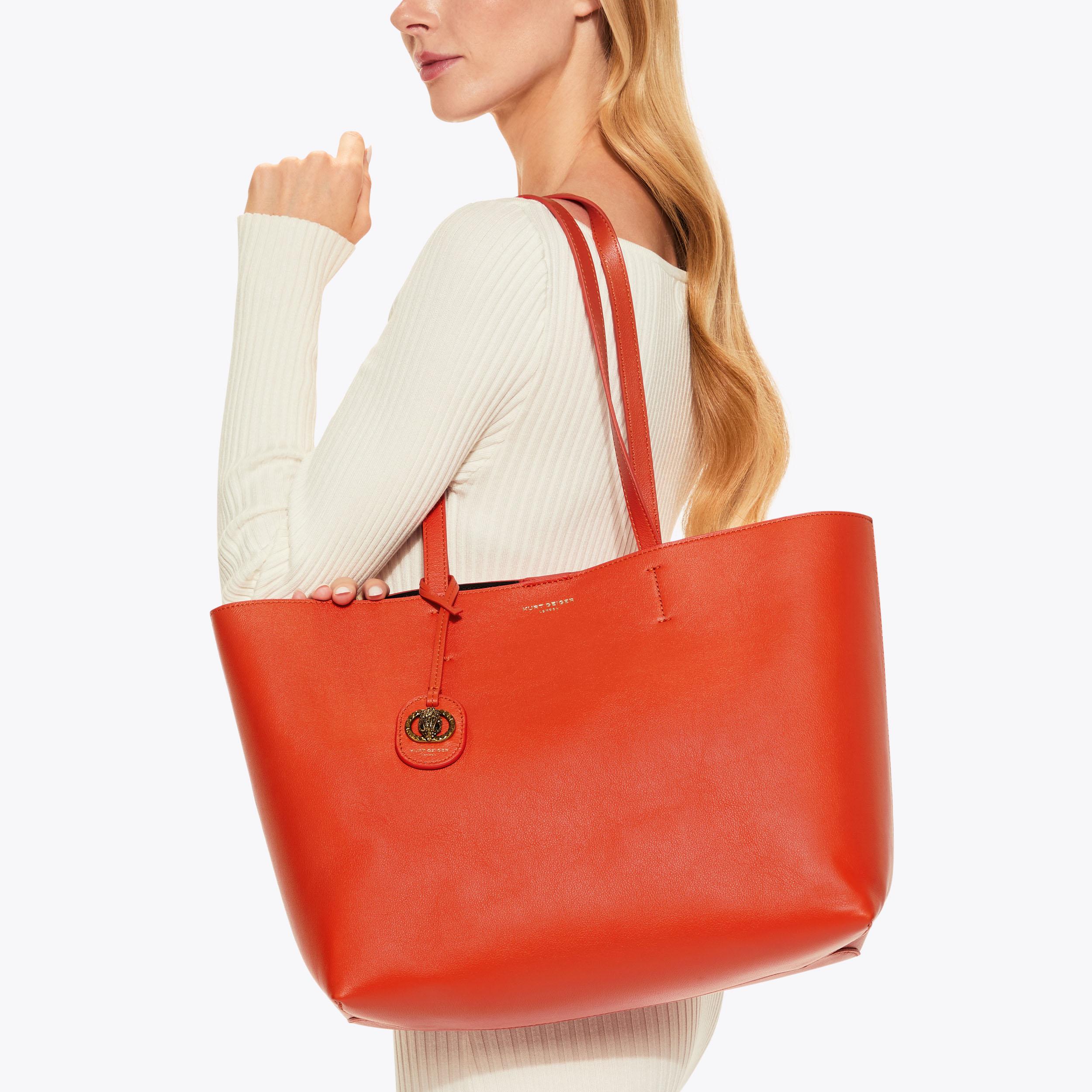 CHELSEA SHOPPER BAG Orange Leather Shopper Tote Purse by KURT GEIGER LONDON