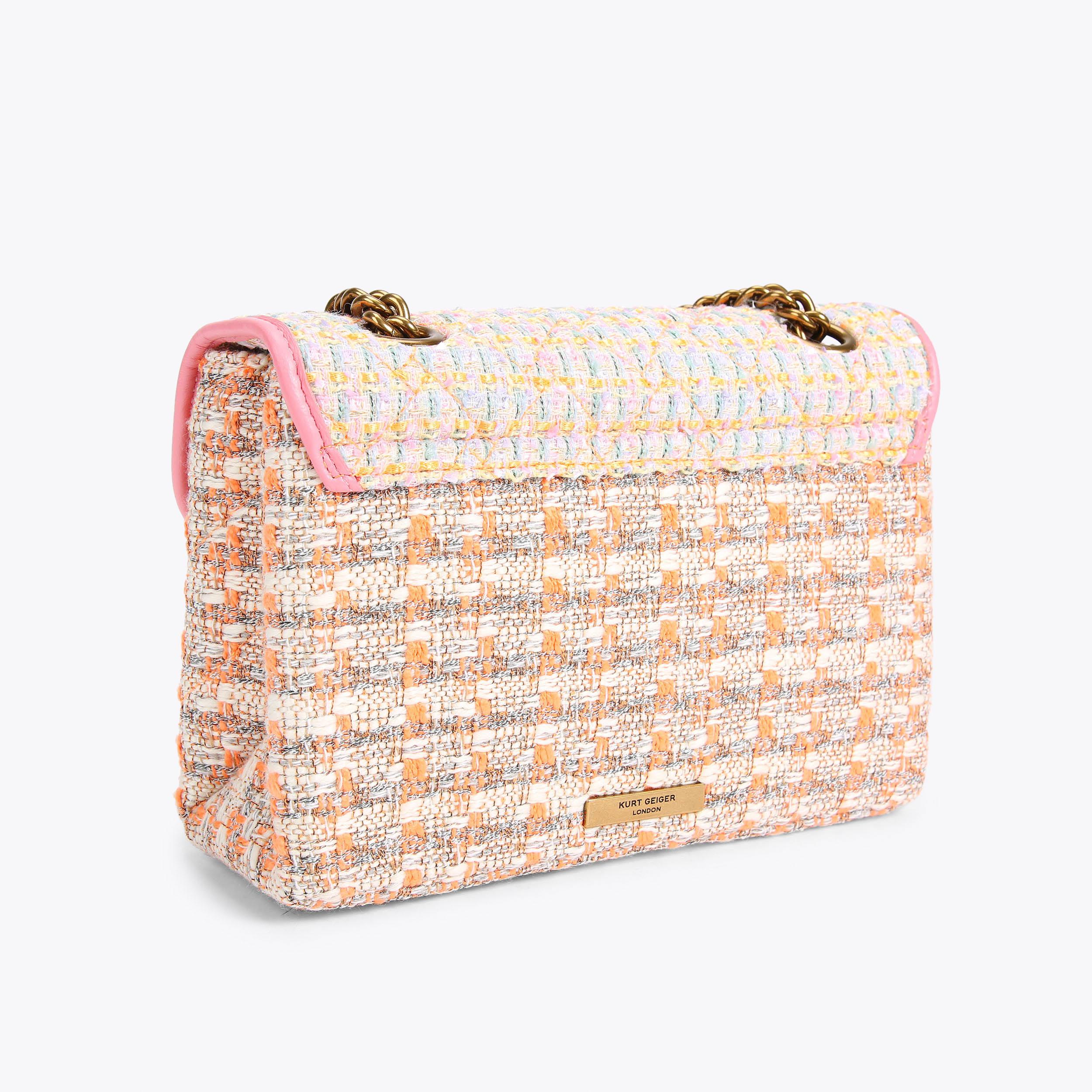 Tweed Kensington Bag Orange Shoulder Purse By Kurt Geiger London