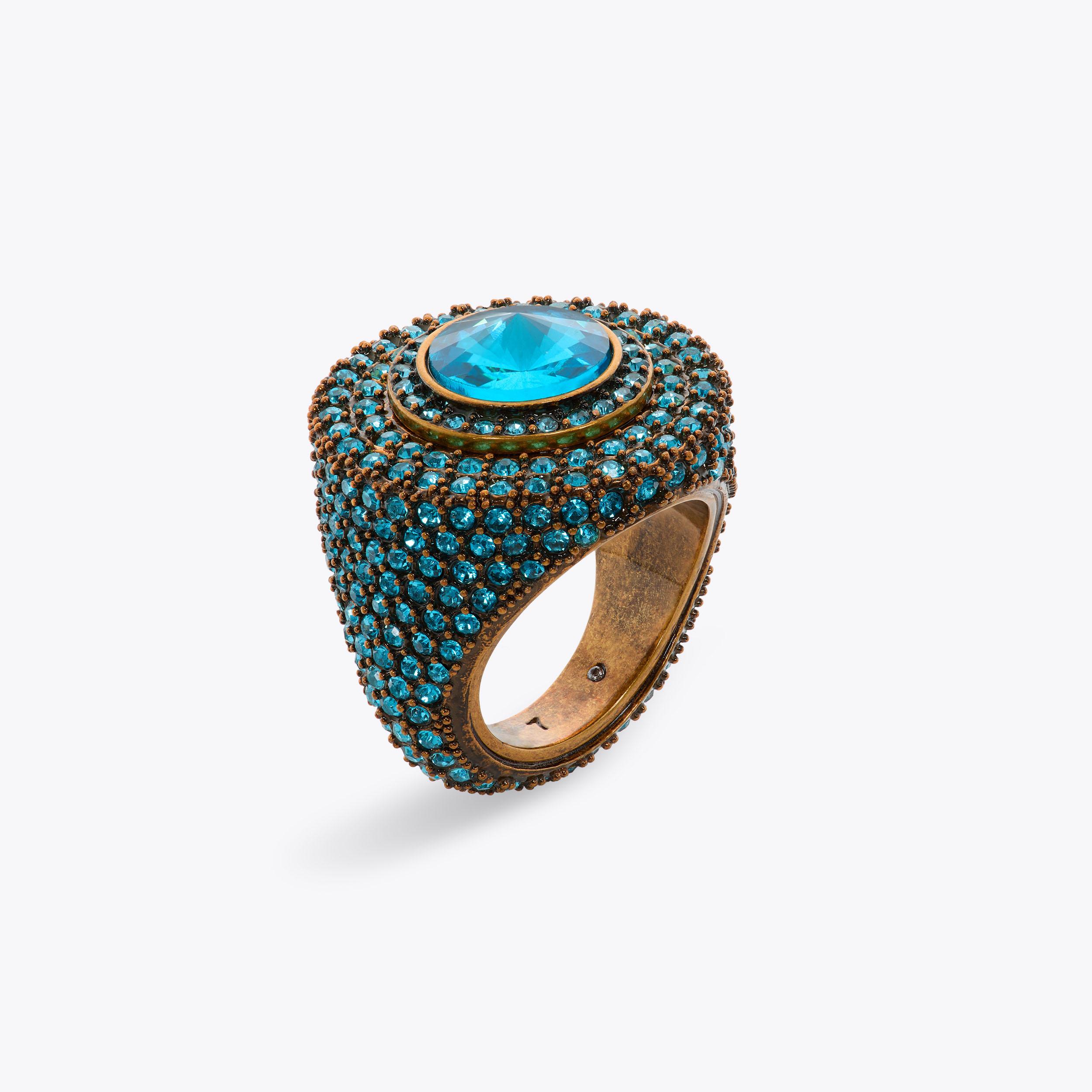 PAVE OCTAVIA RING Blue Crystal Embellished ring by KURT GEIGER LONDON
