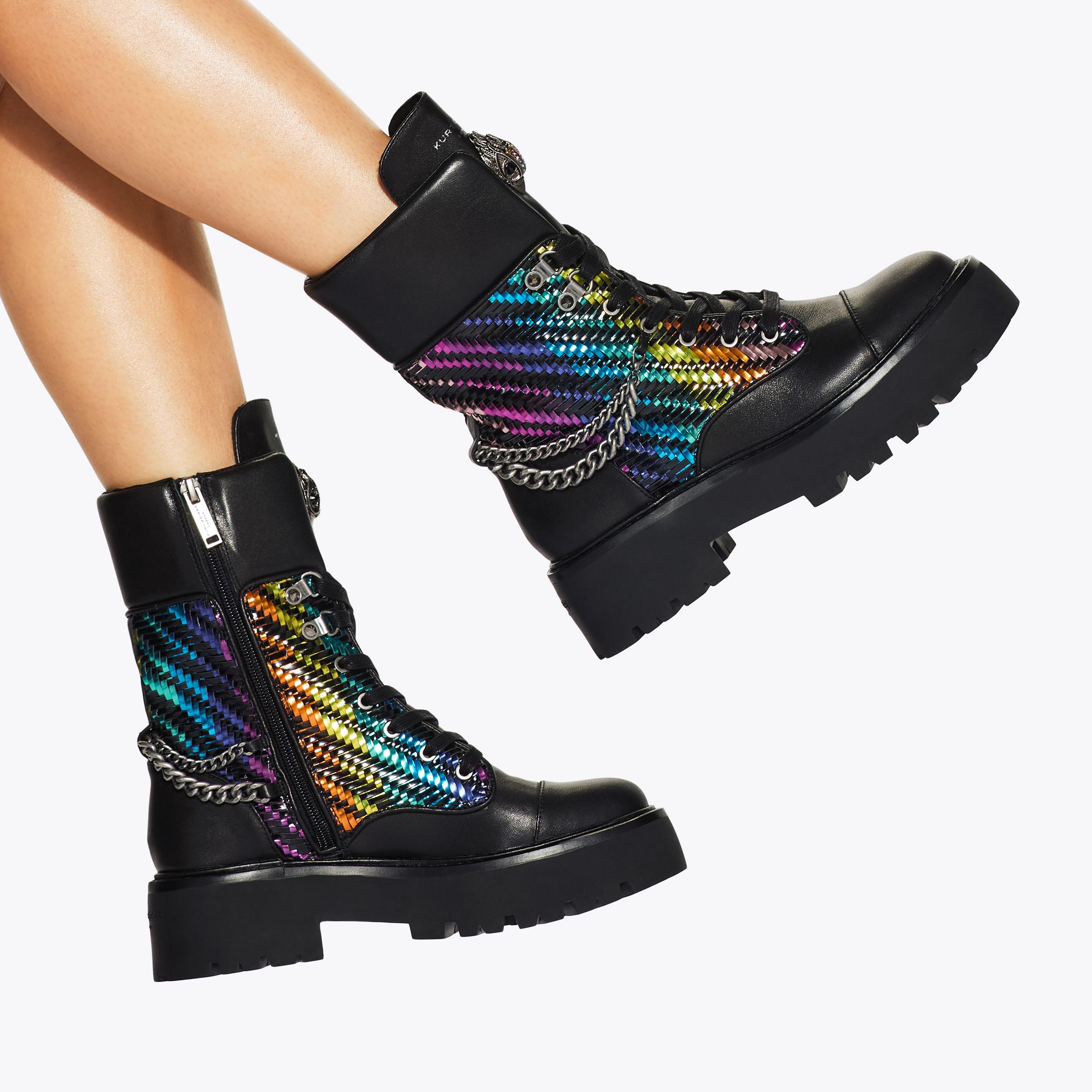 KENSINGTON COMBAT BOOT Rainbow Woven Combat Boot by KURT KENSINGTON COMBAT BOOT Rainbow Woven Combat Boot by KURT