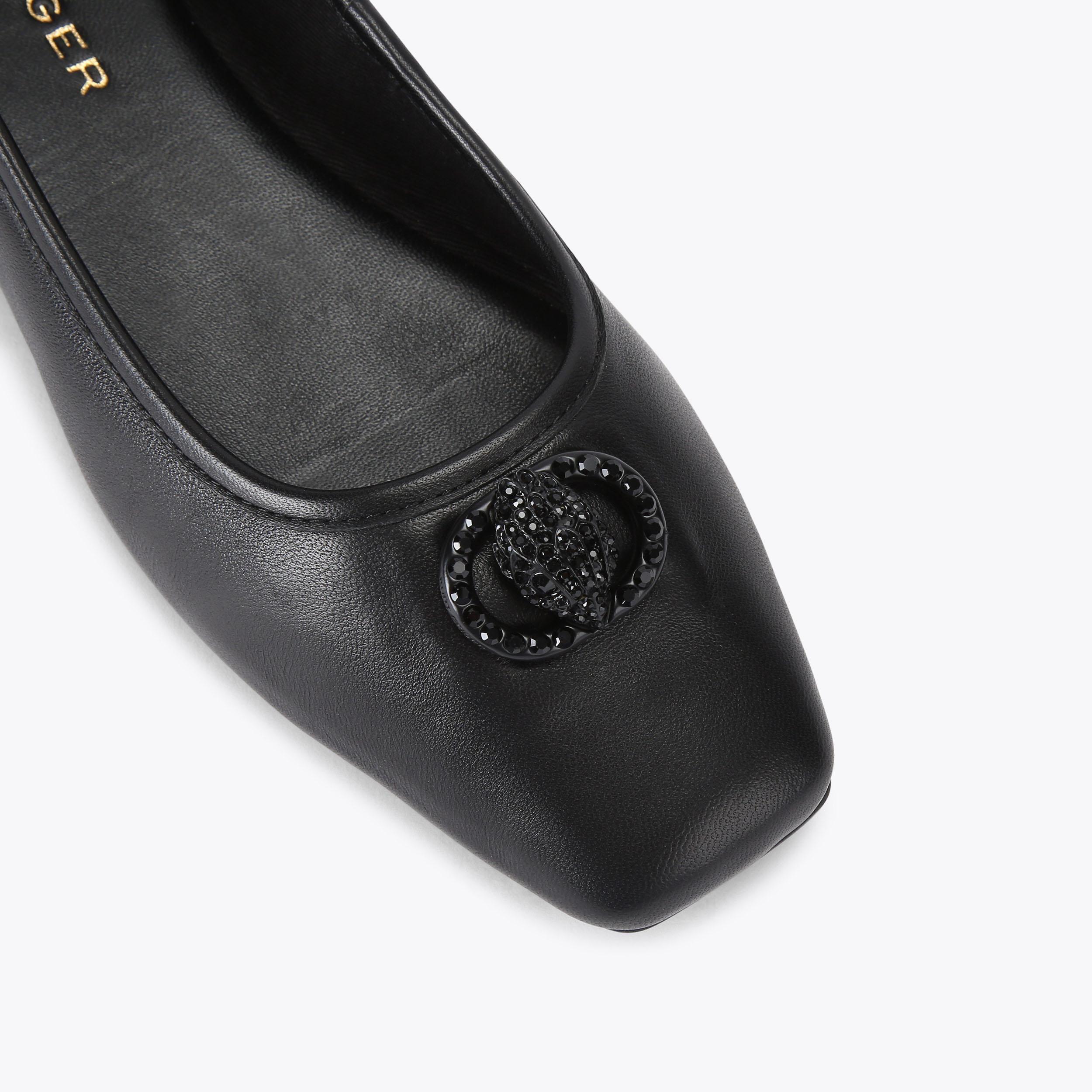 CHELSEA SQUARE TOE BALLET Black Ballet Flat by KURT GEIGER LONDON