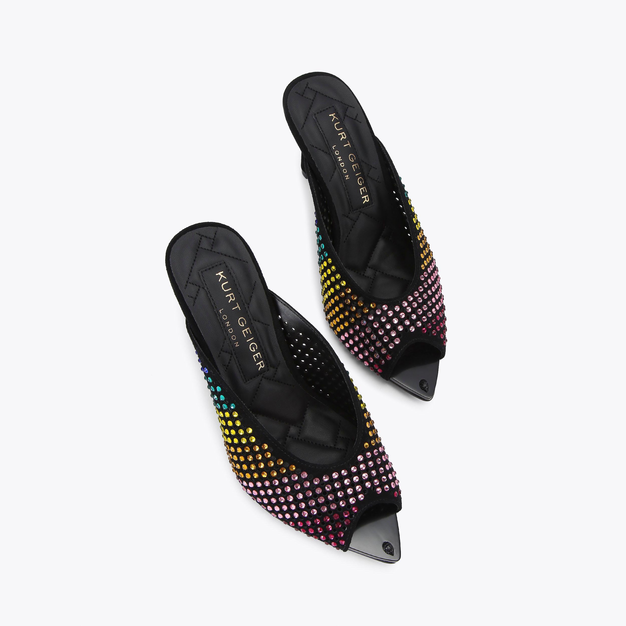 REGENT POINT MULE Black Suede Crystal Mule by KURT GEIGER LONDON
