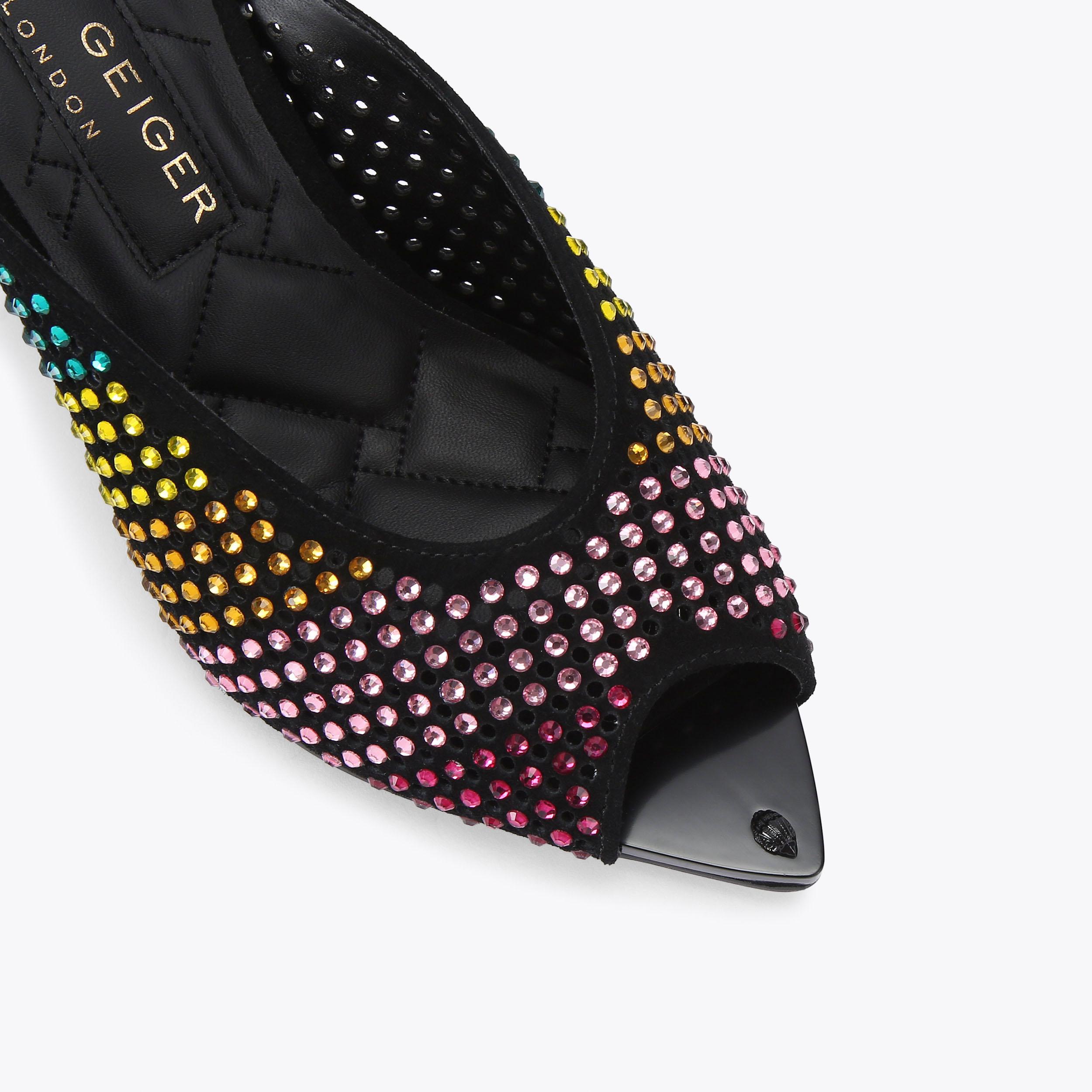 REGENT POINT MULE Black Suede Crystal Mule by KURT GEIGER LONDON